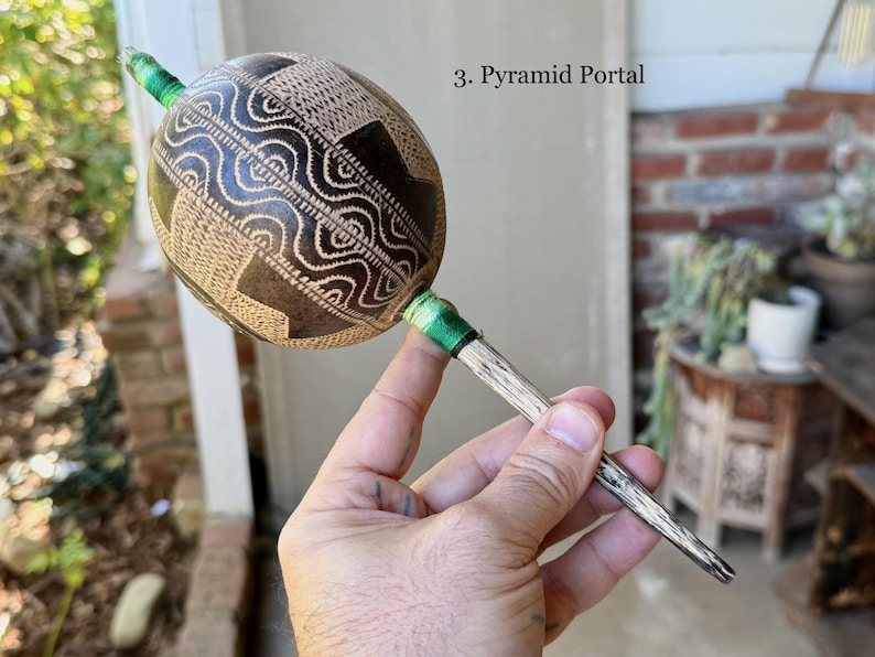 Shaman Rattle From Peru, Large Shipibo Gourd Rattle for Shamanic ...