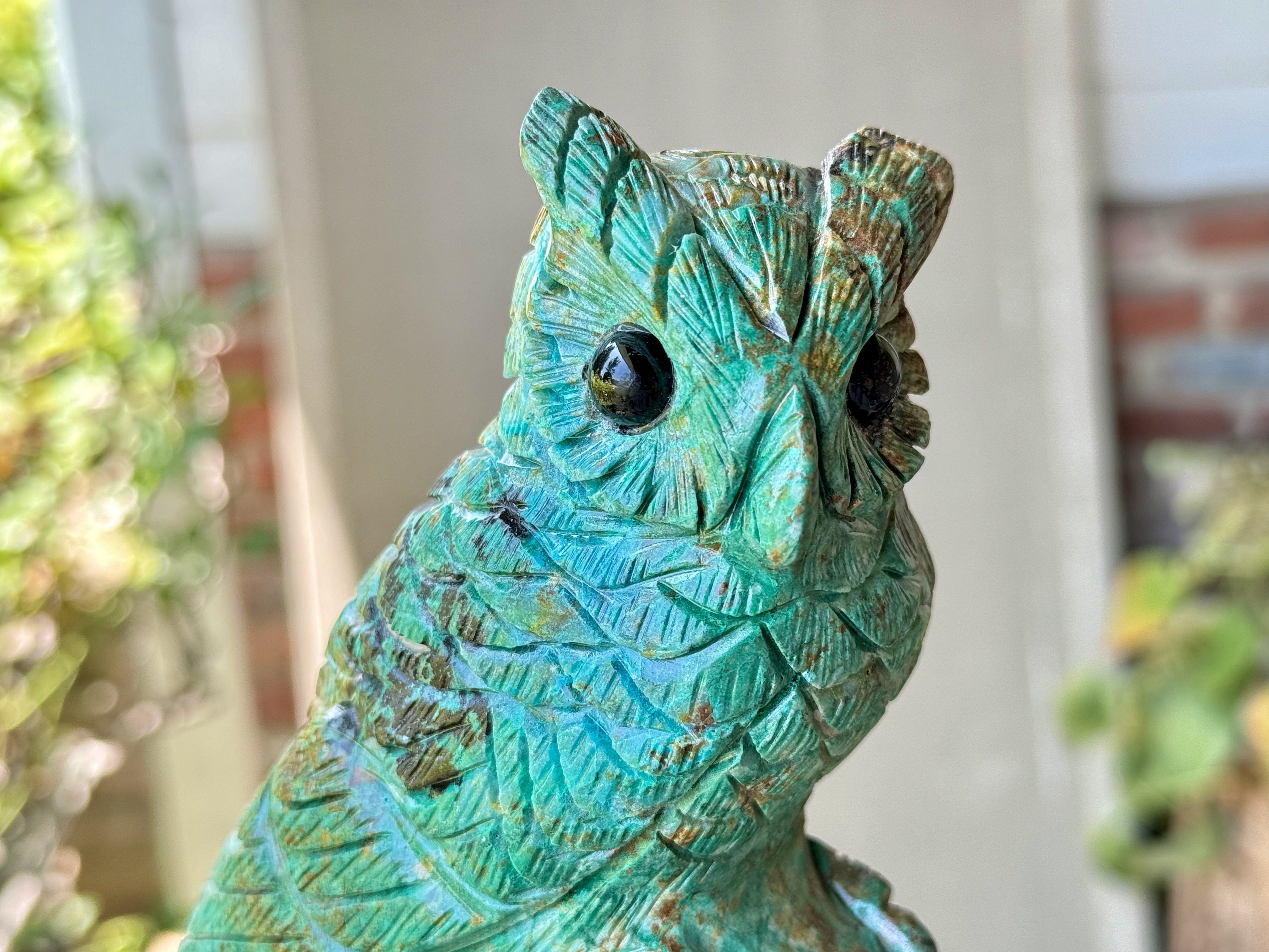 Andean Owl Statue by Peruvian Artist Jacob Sullka, Hand Carved from a ...