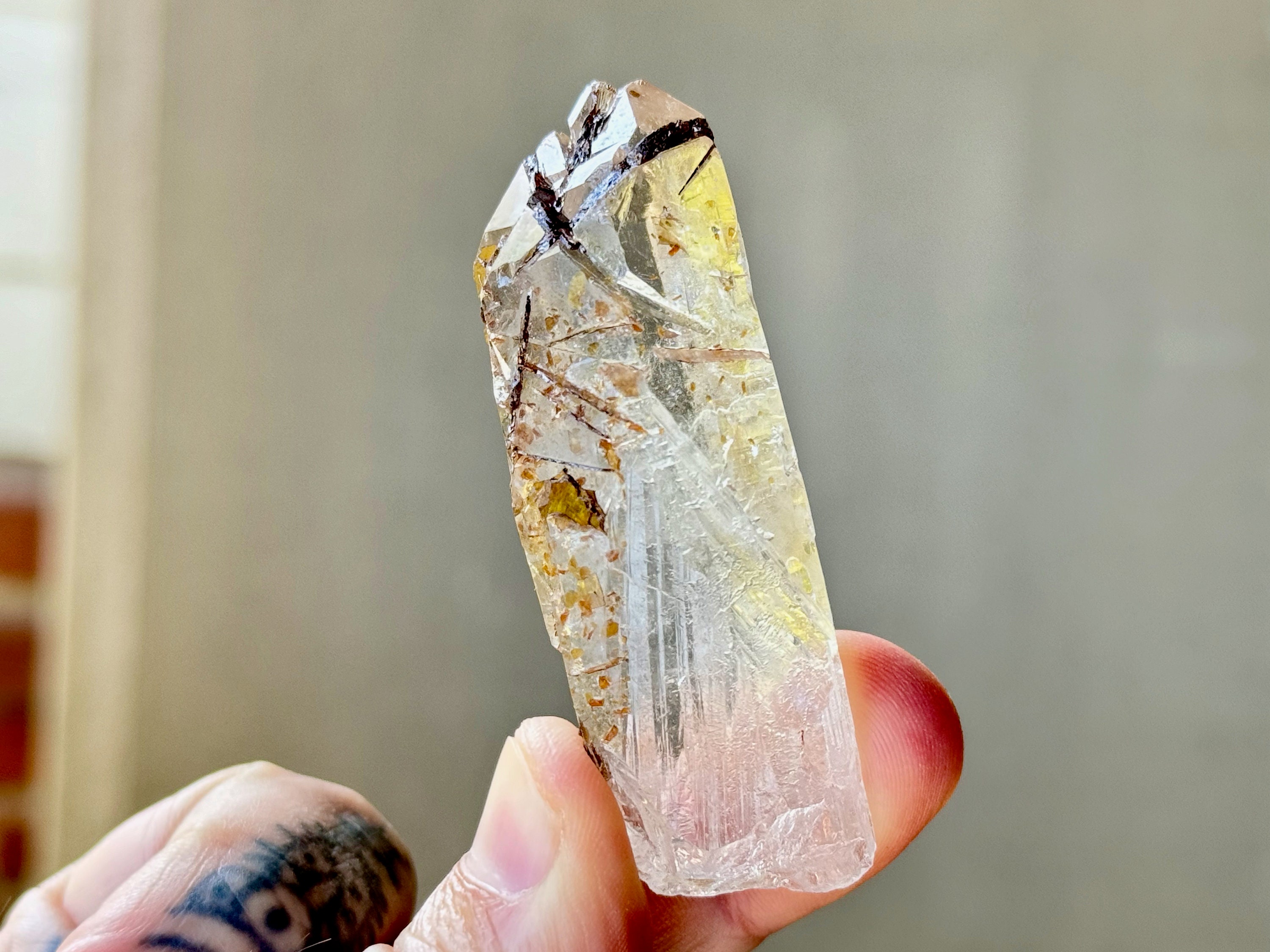 Brookeite Included Quartz with Golden Anatase, New Find, Rare Inclusion ...