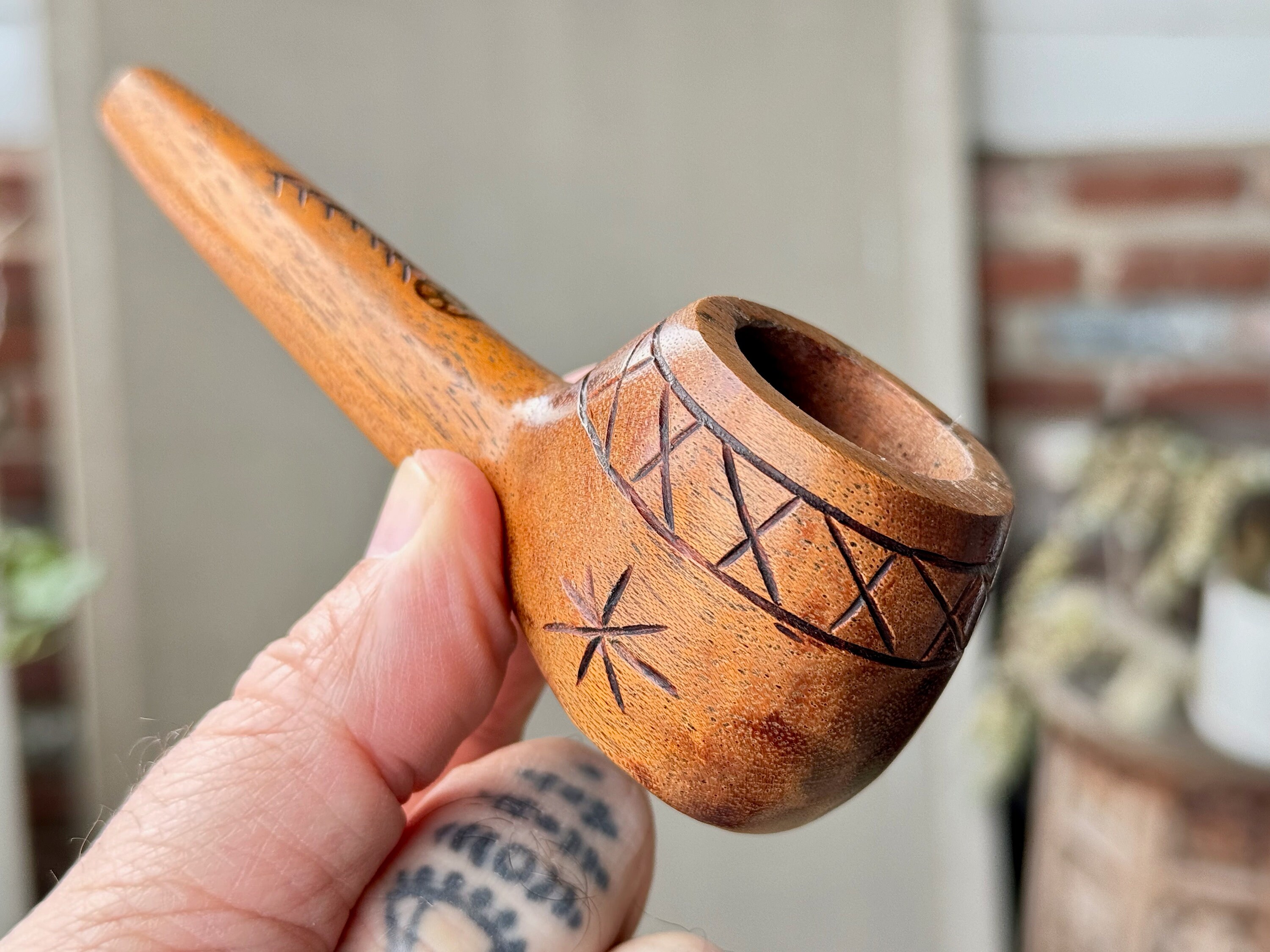 Ceremonial Mapacho Pipe with Floral Inlay, Your Choice of ONE ...