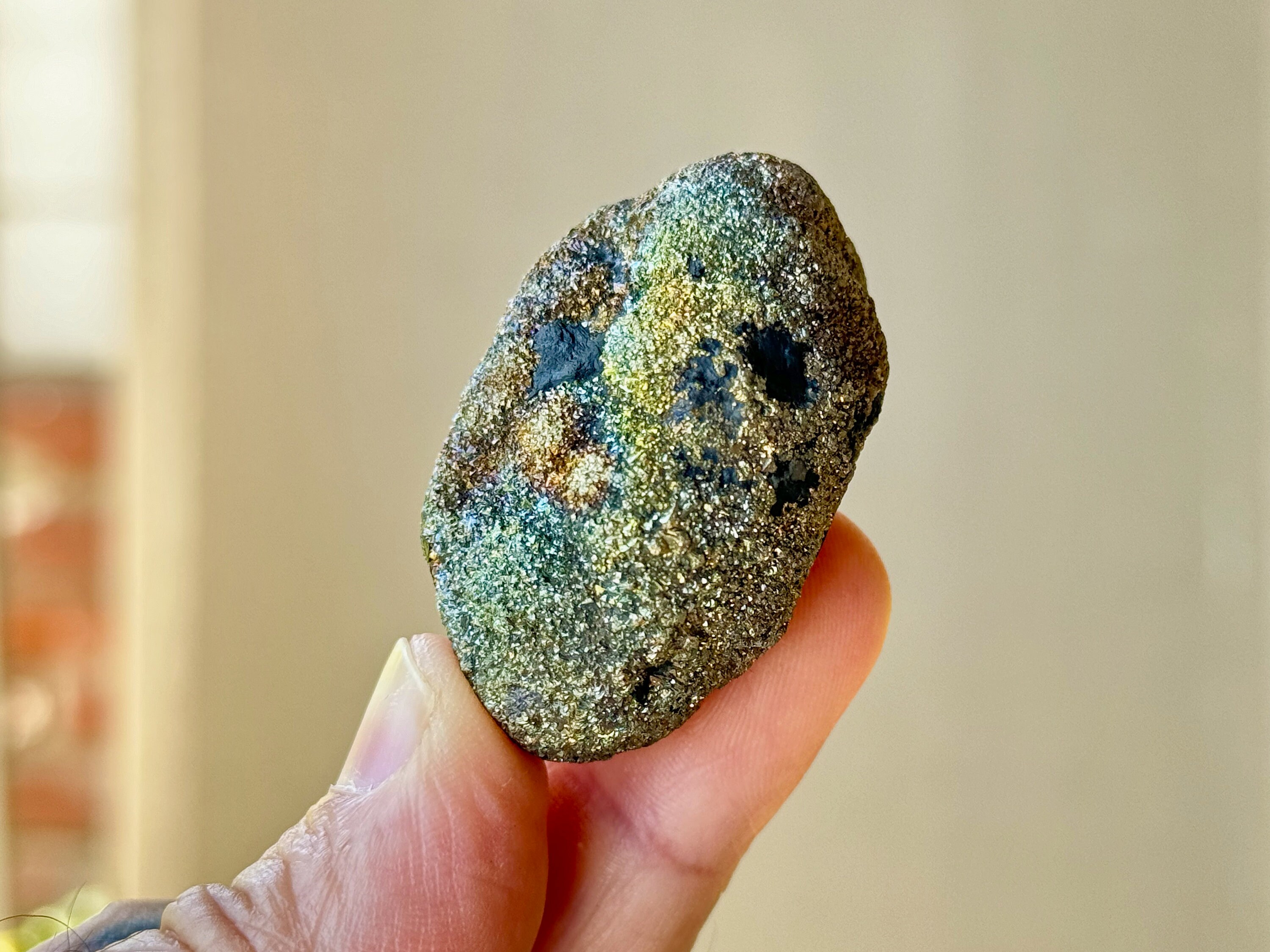 Rainbow Marcasite Nodule with Natural Iridescence, 75g, Golden Prophecy ...