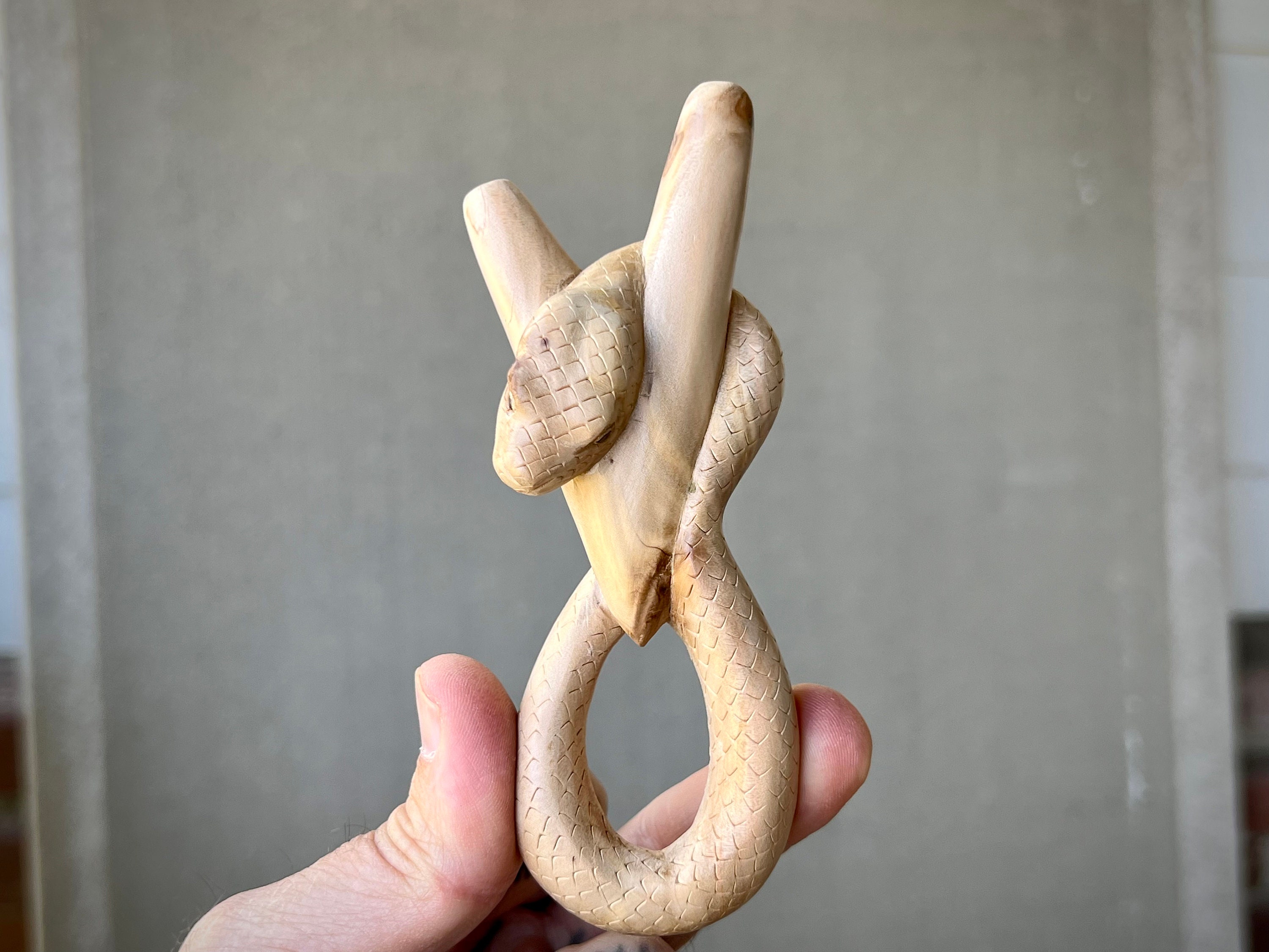 Serpent Kuripe, Solid Wood Single Block Snake Kuripe, Hand Carved ...
