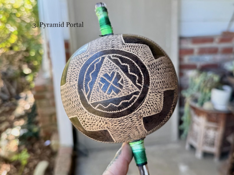 Shaman Rattle From Peru, Large Shipibo Gourd Rattle for Shamanic ...