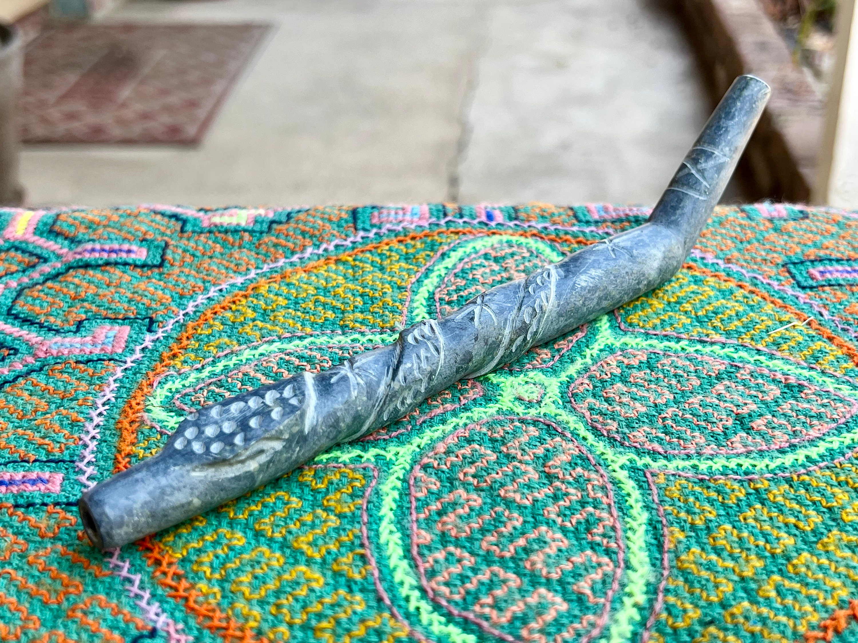 Serpent Tepi Pipe, Carved Stone Tepi (Kuripe) for Rapé, shamanic snuff ...