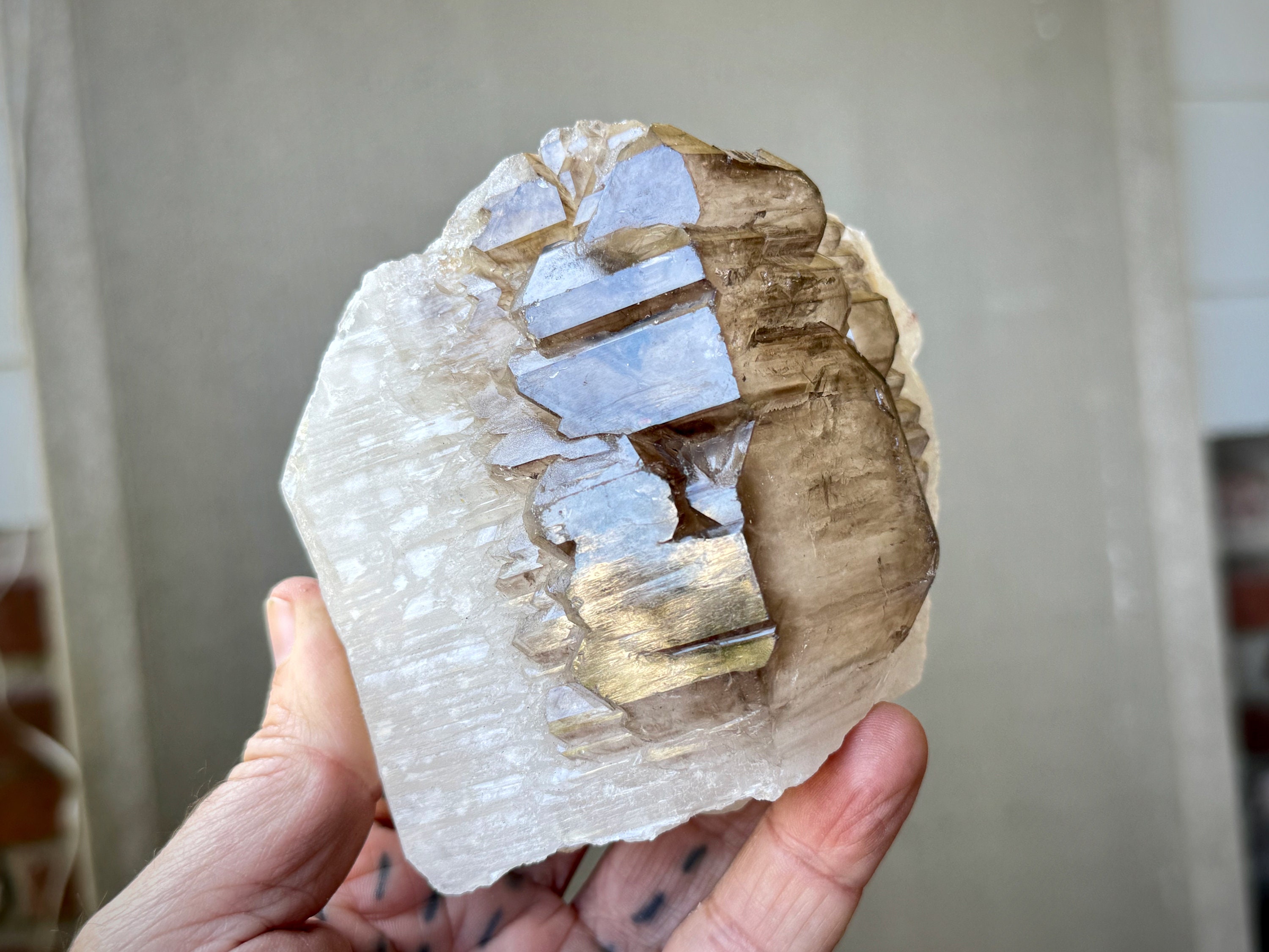 Elestial Jacare Quartz with Beautiful Smoky Overgrowth and Lustrous ...