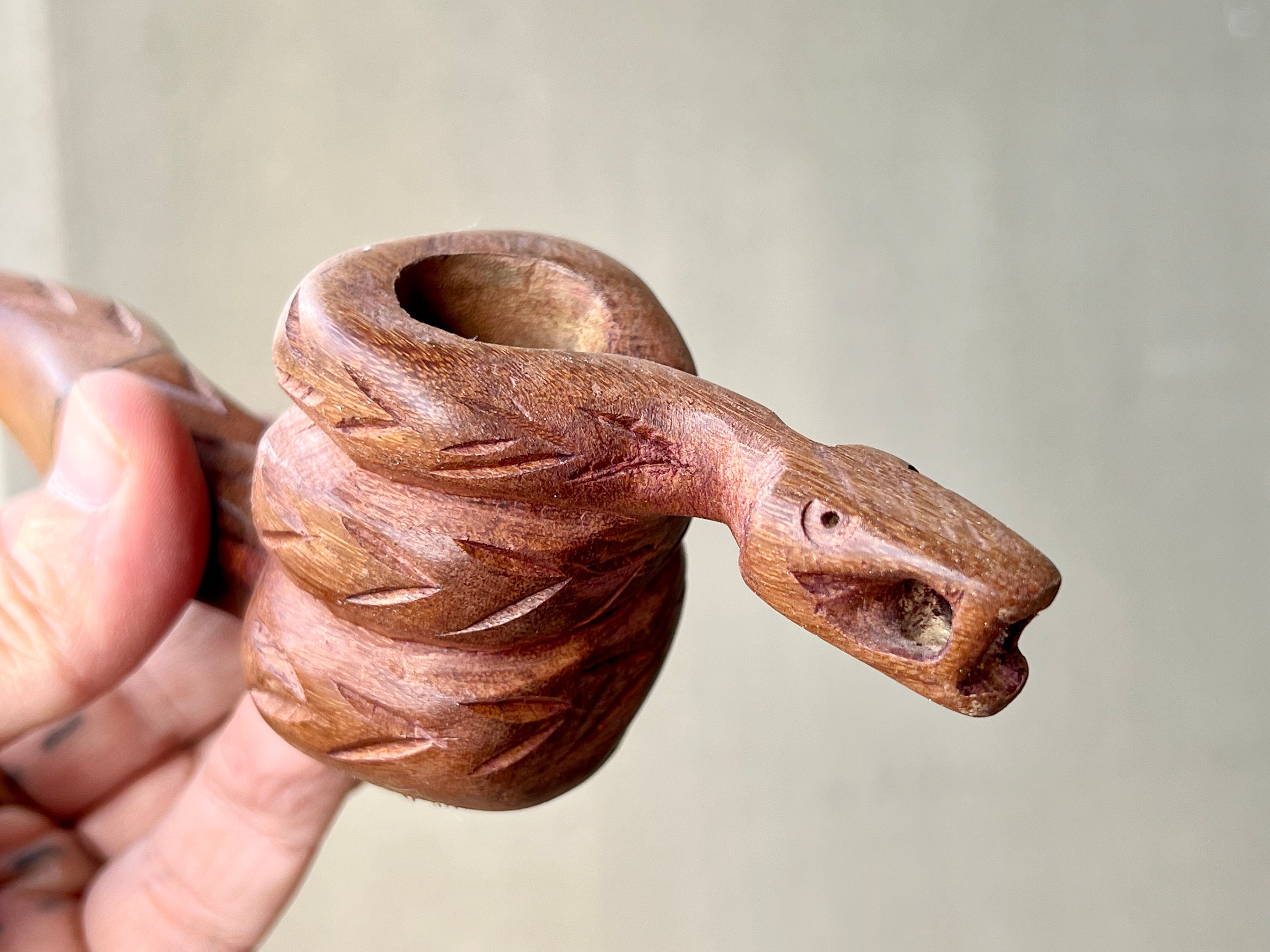 Mapacho Pipe, Hand Carved Serpent Pipe, Solid Wood Ceremonial Tobacco ...