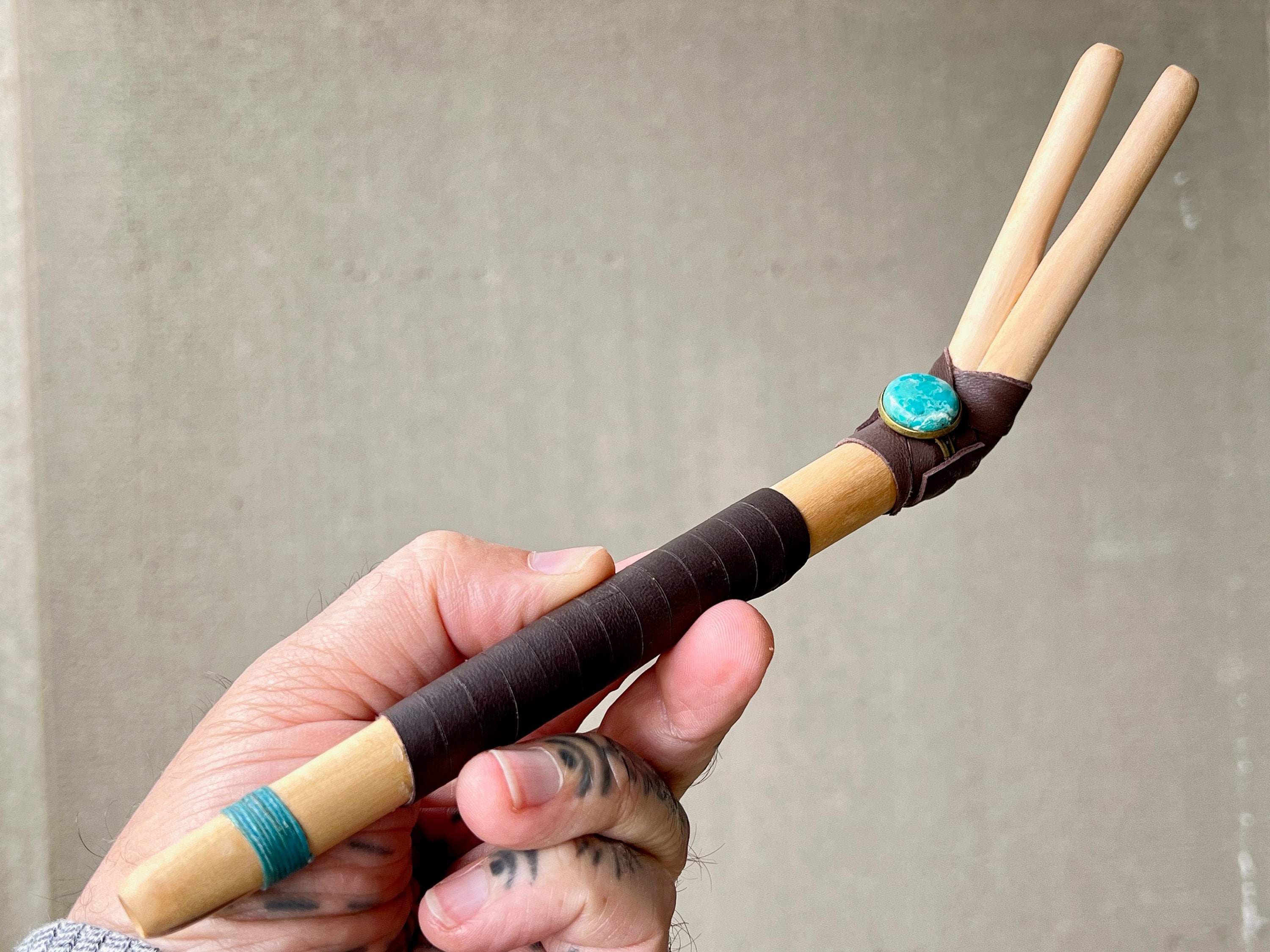 Double Tepi (kuripe) pipe with Cloud Mountain Turquoise, Solid Wood ...
