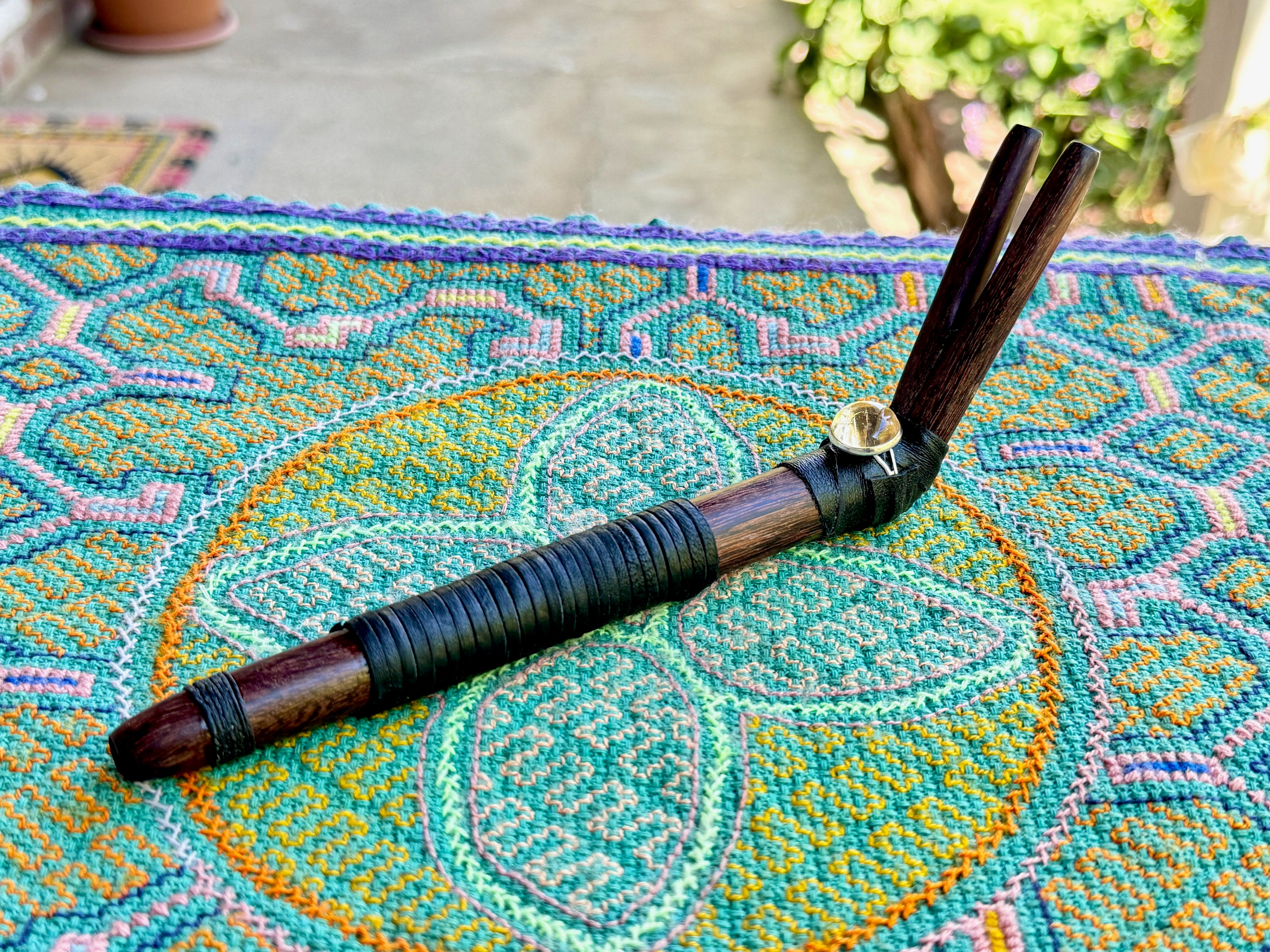 Double Tepi Pipe with Citrine, Solid Dark Tamarind Wood Tepi ...