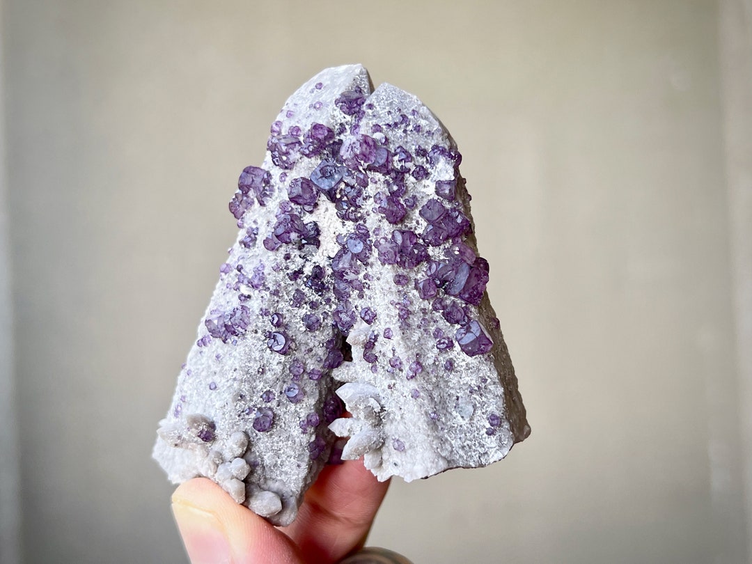 Candle Quartz Crystal With Purple Fluorite Barnacles and Gray - Etsy