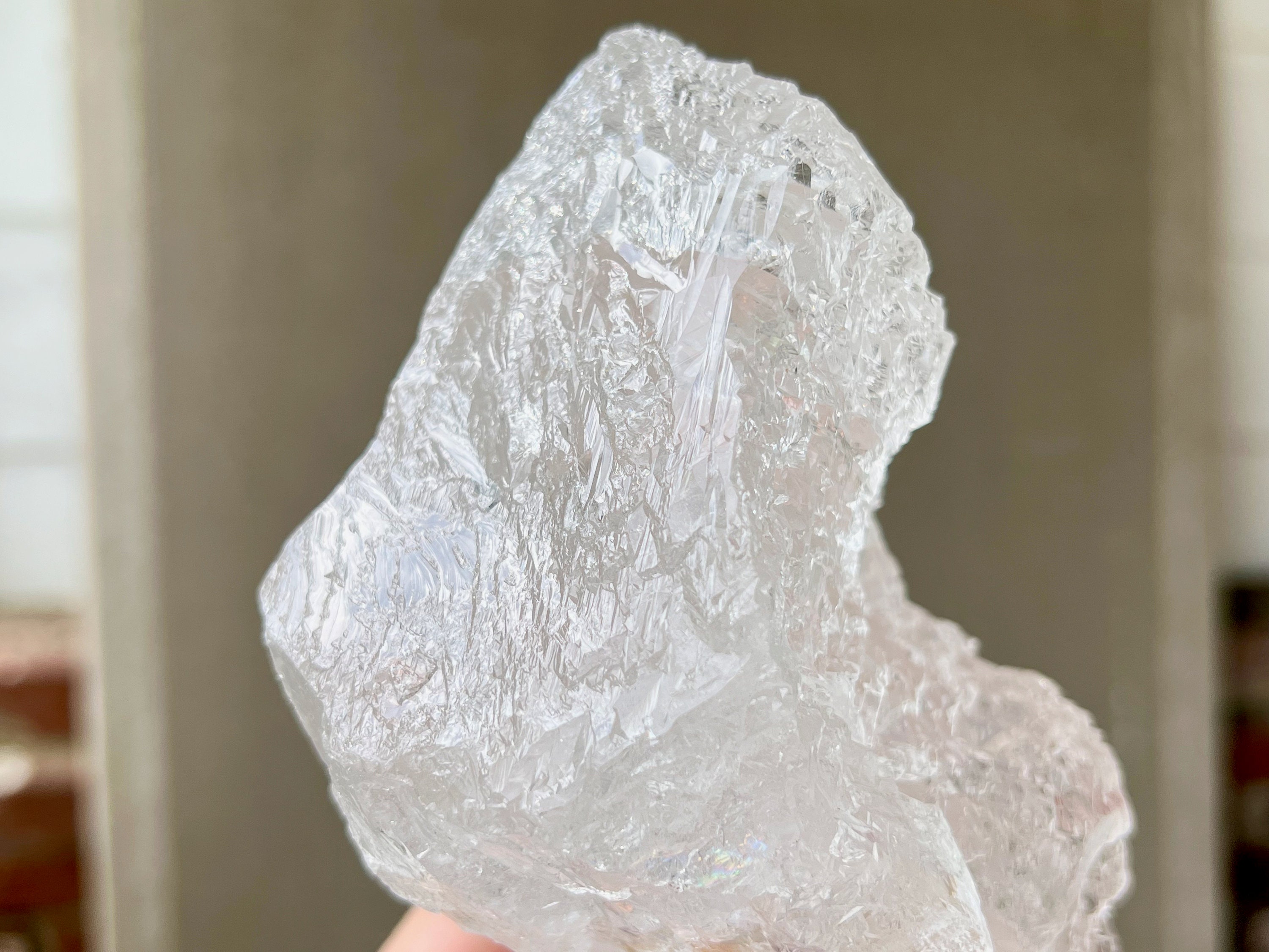 Ice Quartz Crystal with Rainbow, Large Dissolution Quartz Crystal (775g ...
