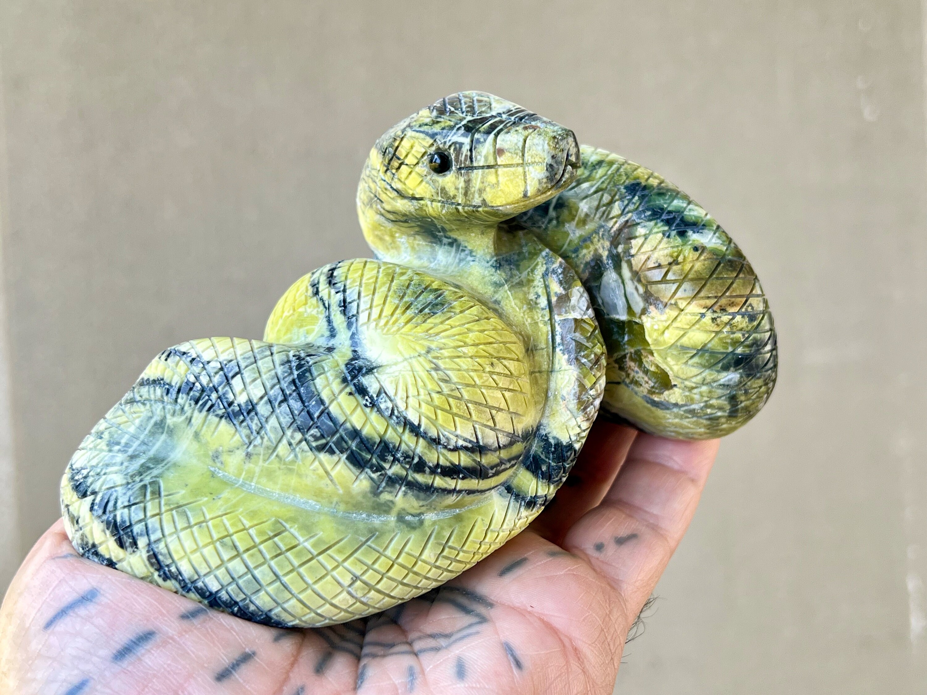 Serpentine Snake Totem #2 by Peruvian Artist Ozwaldo Perez, Hand Carved ...