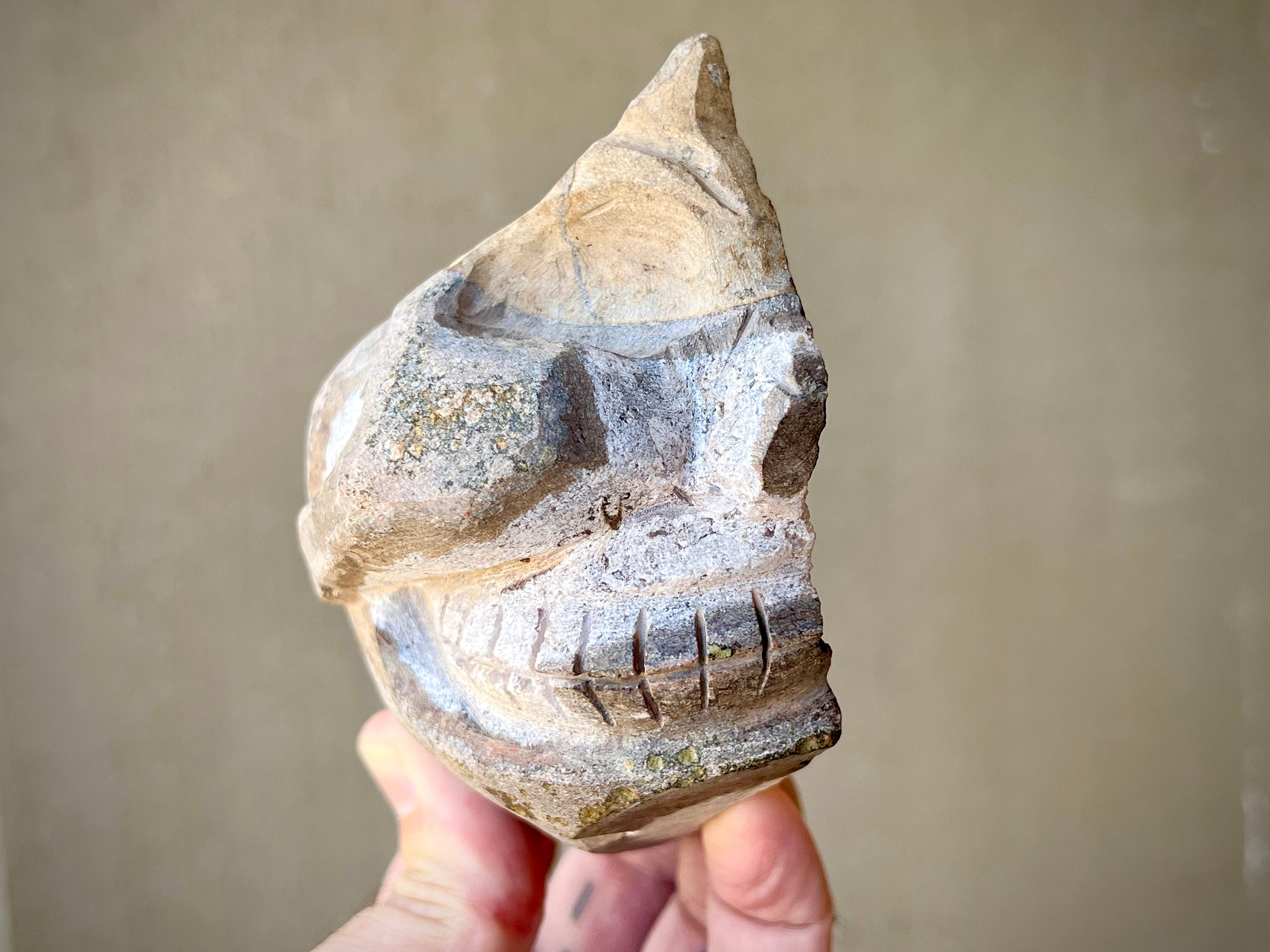 Carved Stone Skull, Stone, Amethyst and Quartz Crystal Skull Geode from ...