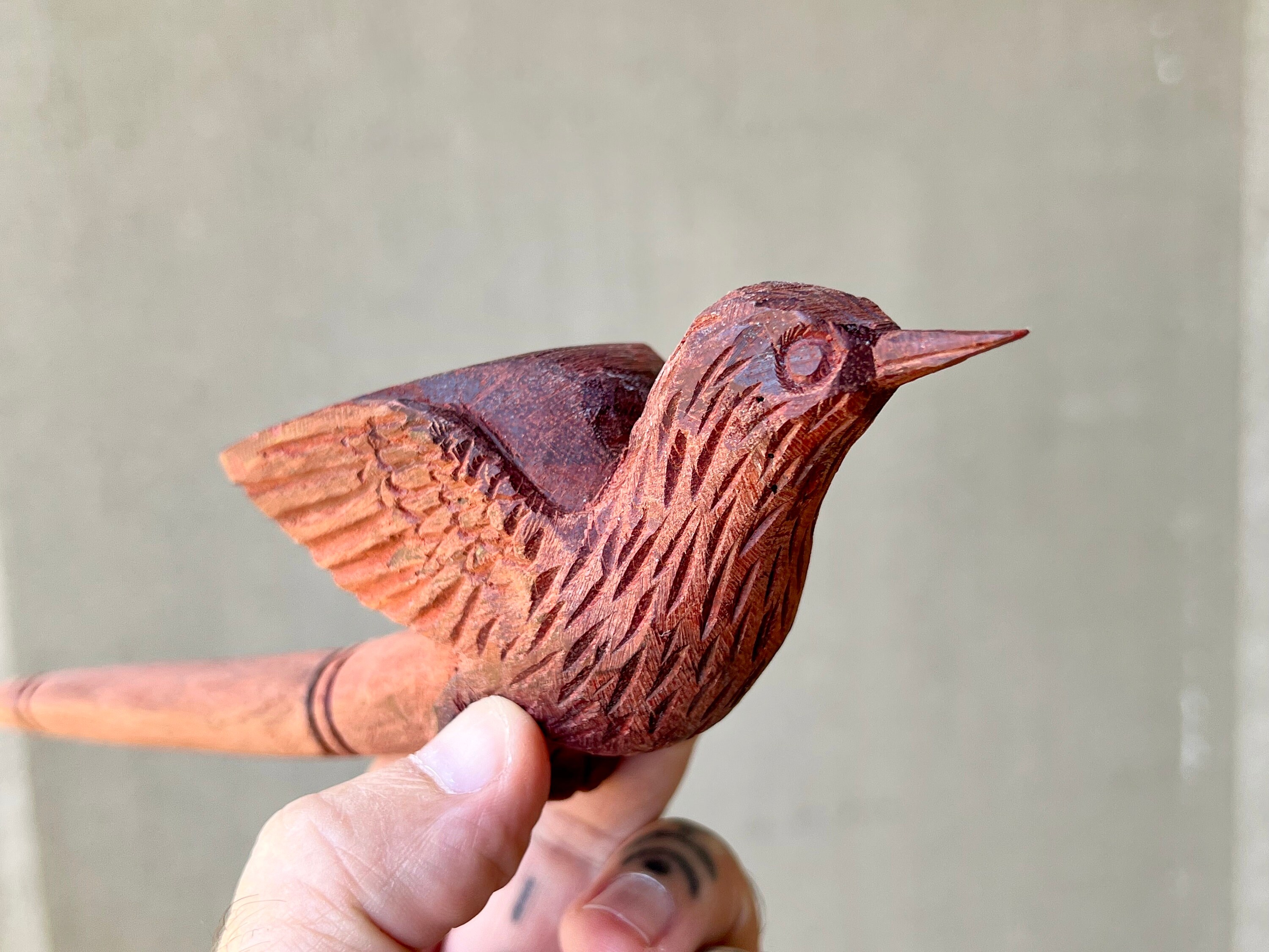 Ceremonial Hummingbird Pipe, Hand Carved Wood Pipe for Shamanic Plant ...