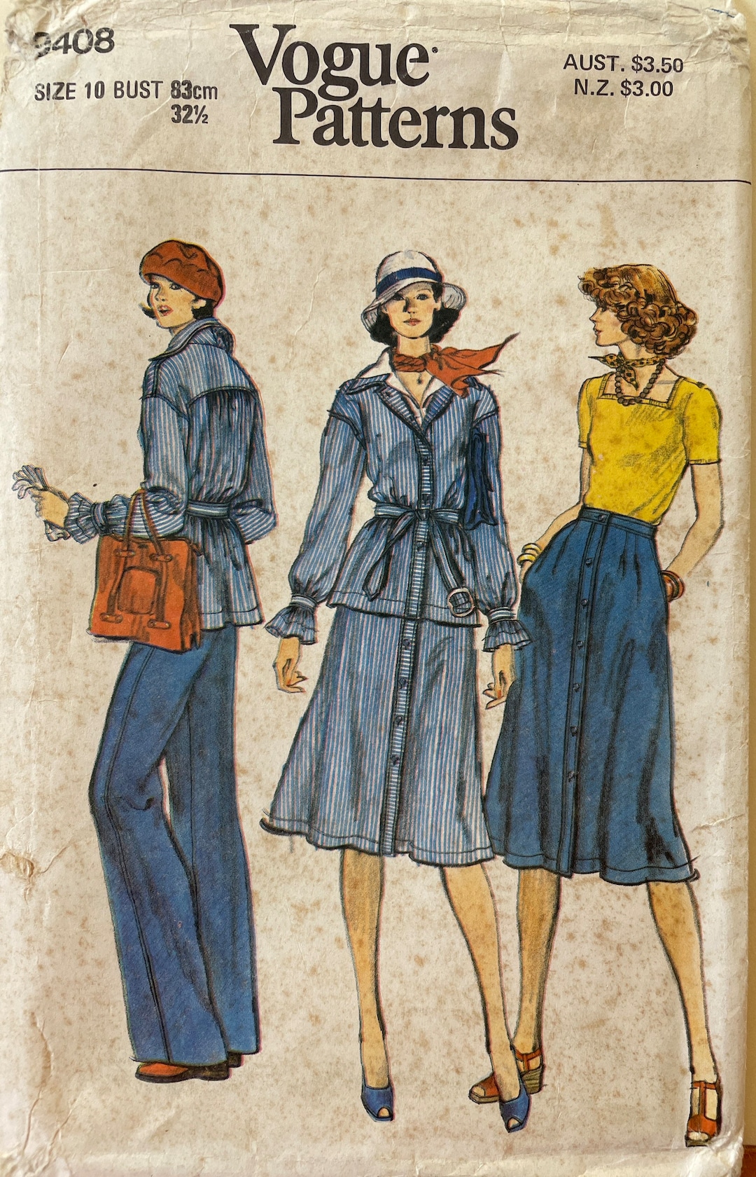 1970s Jacket, Skirt & Pants Vogue 9408 Uncut Sewing Pattern B 32.5 W 24 ...