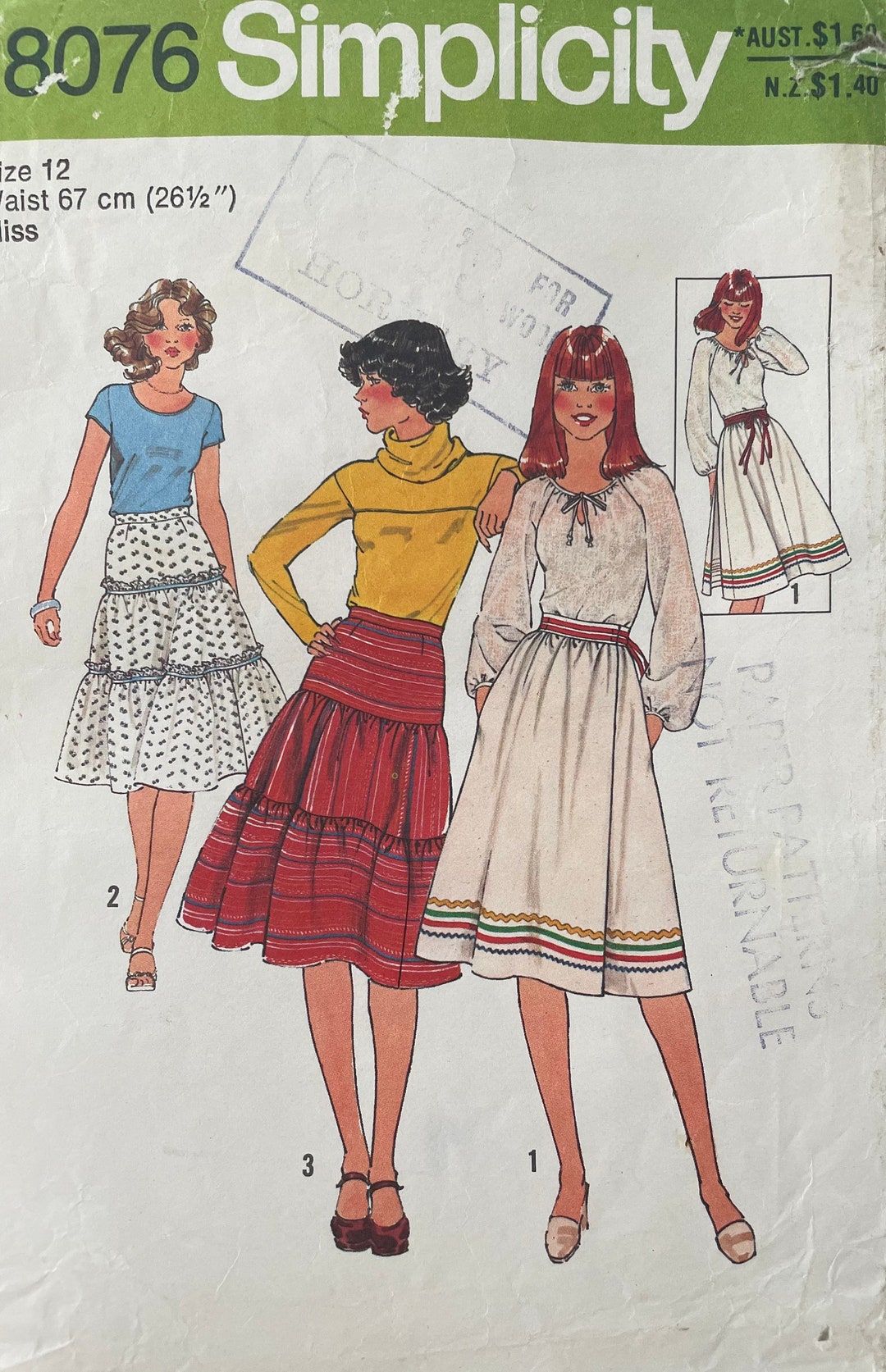 1970s Gathered Dirndl Wrap Skirt With Pockets & Multi Tiered Skirt ...