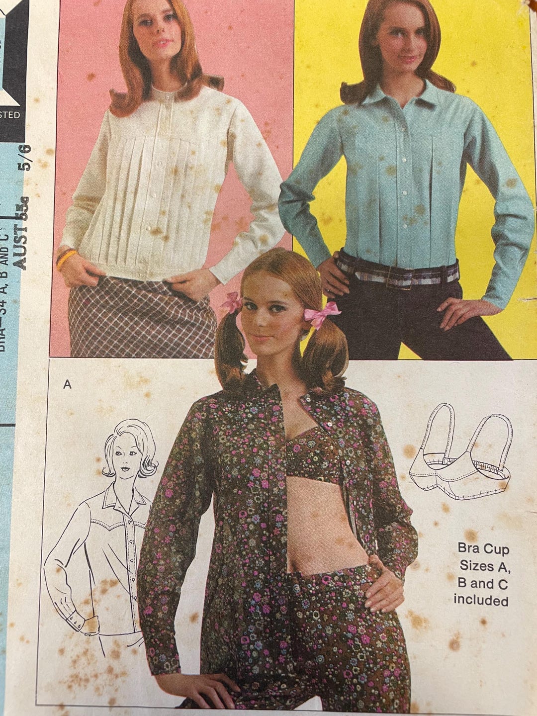 1960s Western Shirt With Variations, Bra With A, B & C Cups Mccalls ...
