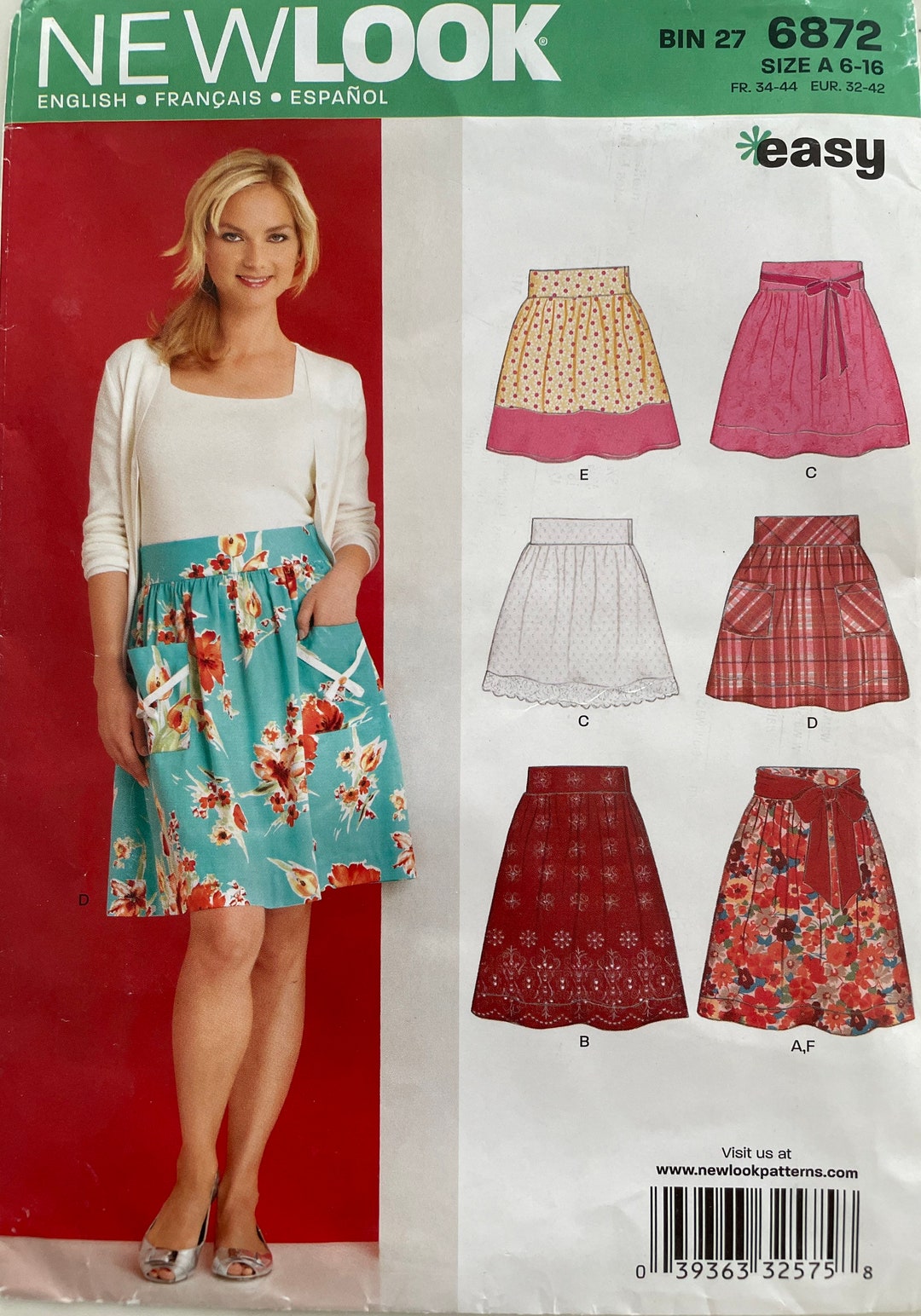 Dirndl Skirt With Variations New Look 6872 Uncut Sewing Pattern Sizes 6 ...