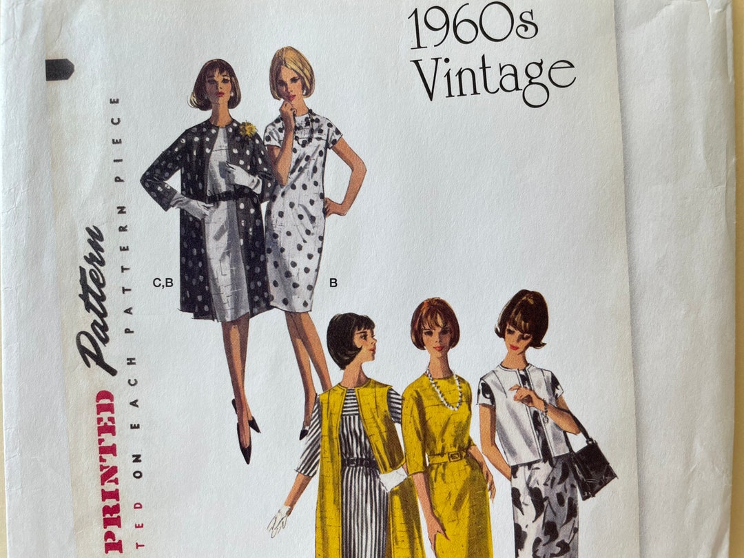 1960s Reproduction Slim Fit Dress and Duster Coat or Vest Simplicity ...