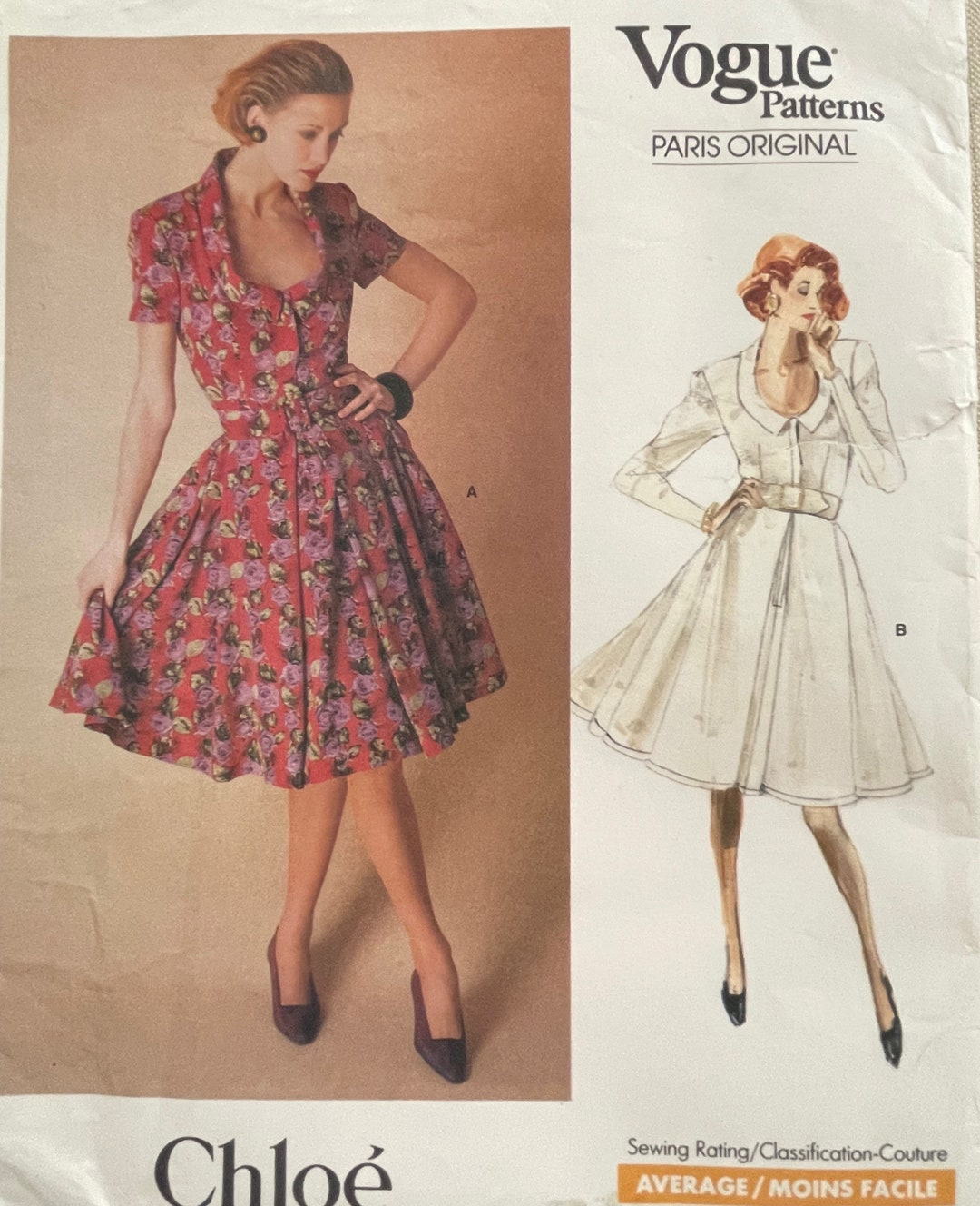 1980s Chloé Dress and Petticoat Vogue 2074 Uncut Sewing - Etsy