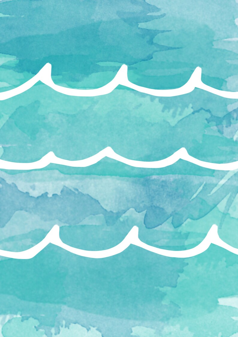 Watercolor Waves Print, Printable Art, Home Decor, Poster, Instant ...