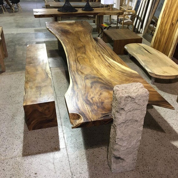 Large Live Edge Dining Table Unique Contrast Between Wooden - Etsy