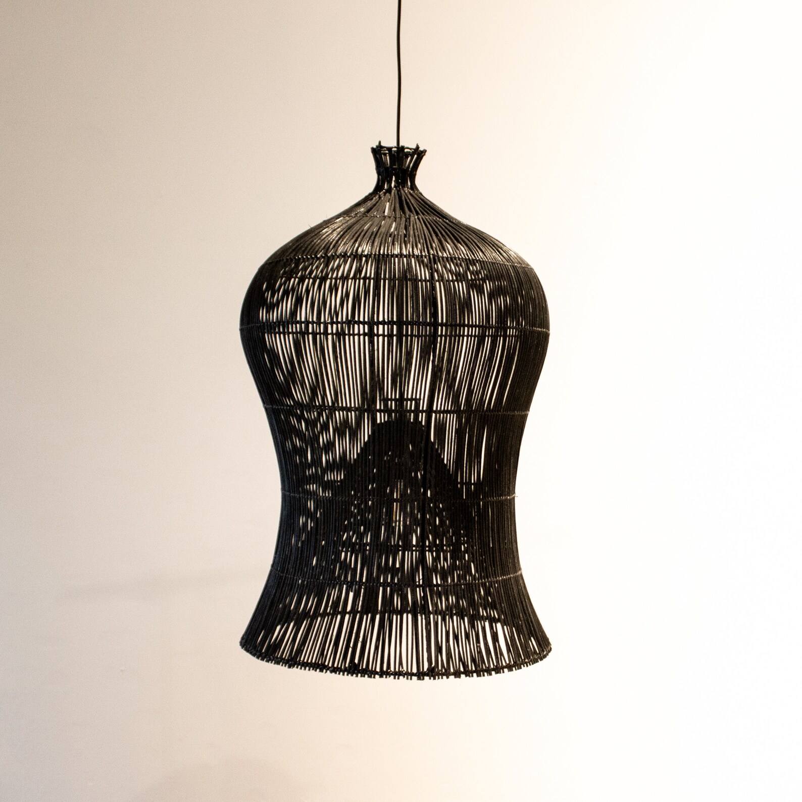 Large Black Rattan Pendant Light | Simple and Natural Lamp Boho - Etsy