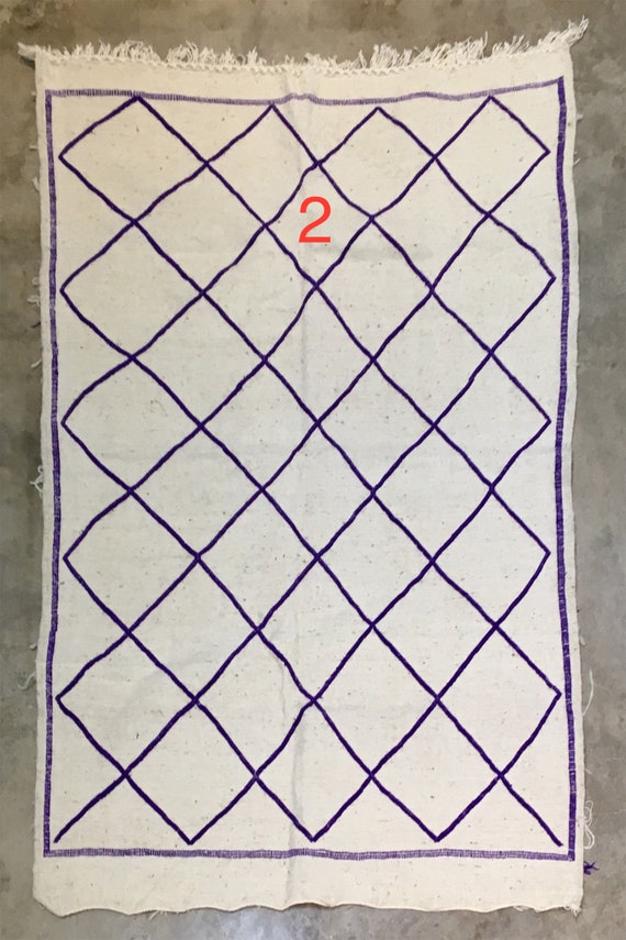 Vintage Kilim Cream White Moroccan Rug Pattern 2 | Etsy