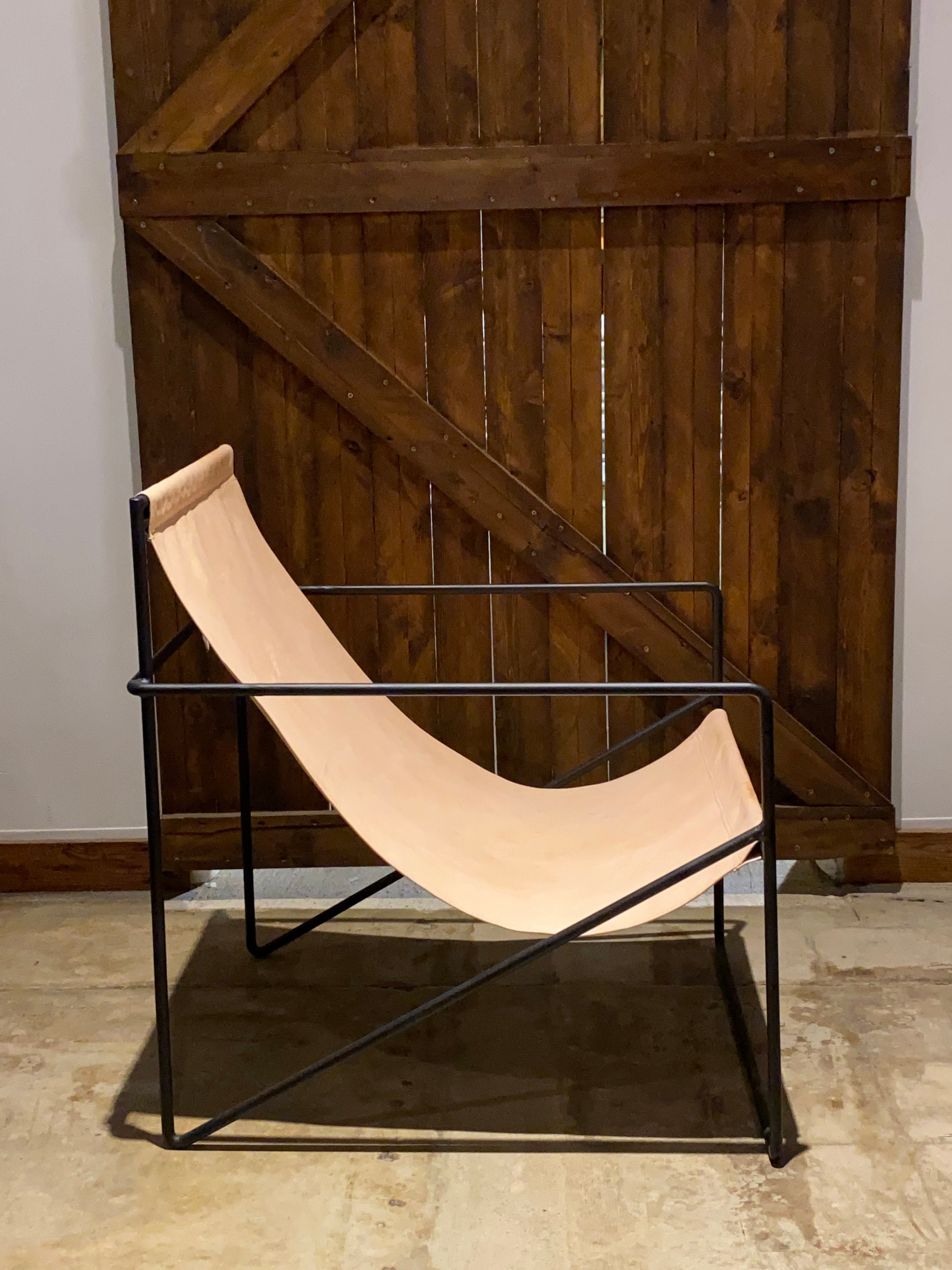 Natural Color Leather Living Room Chair Leather and Metal Frame Chair ...