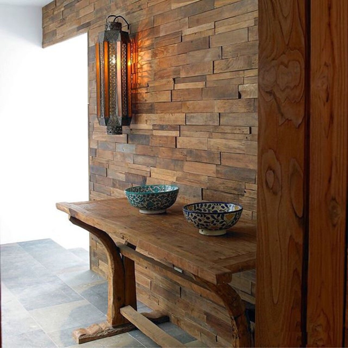 10 Sqft Teak Wood Interlocking Wall Decor Handmade With - Etsy