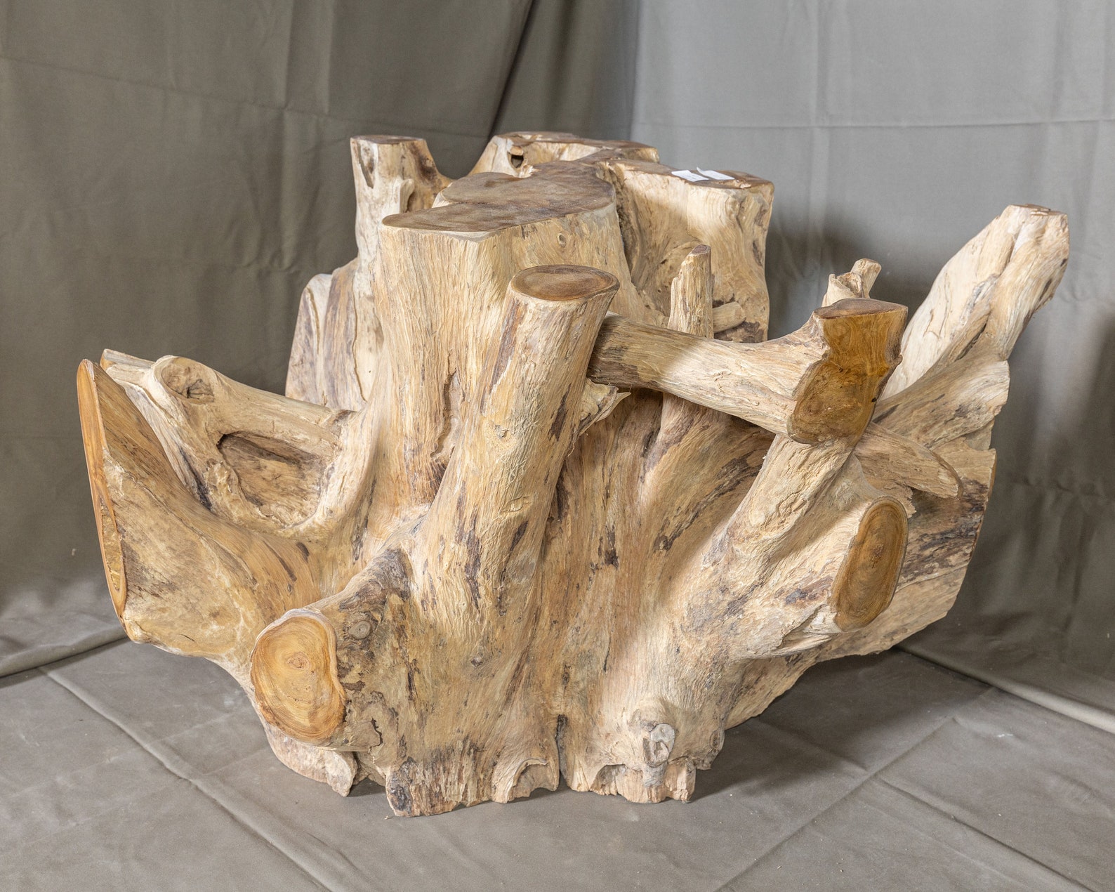 Teak Wood Root Coffee Table With Glass Top Modern Coffee | Etsy