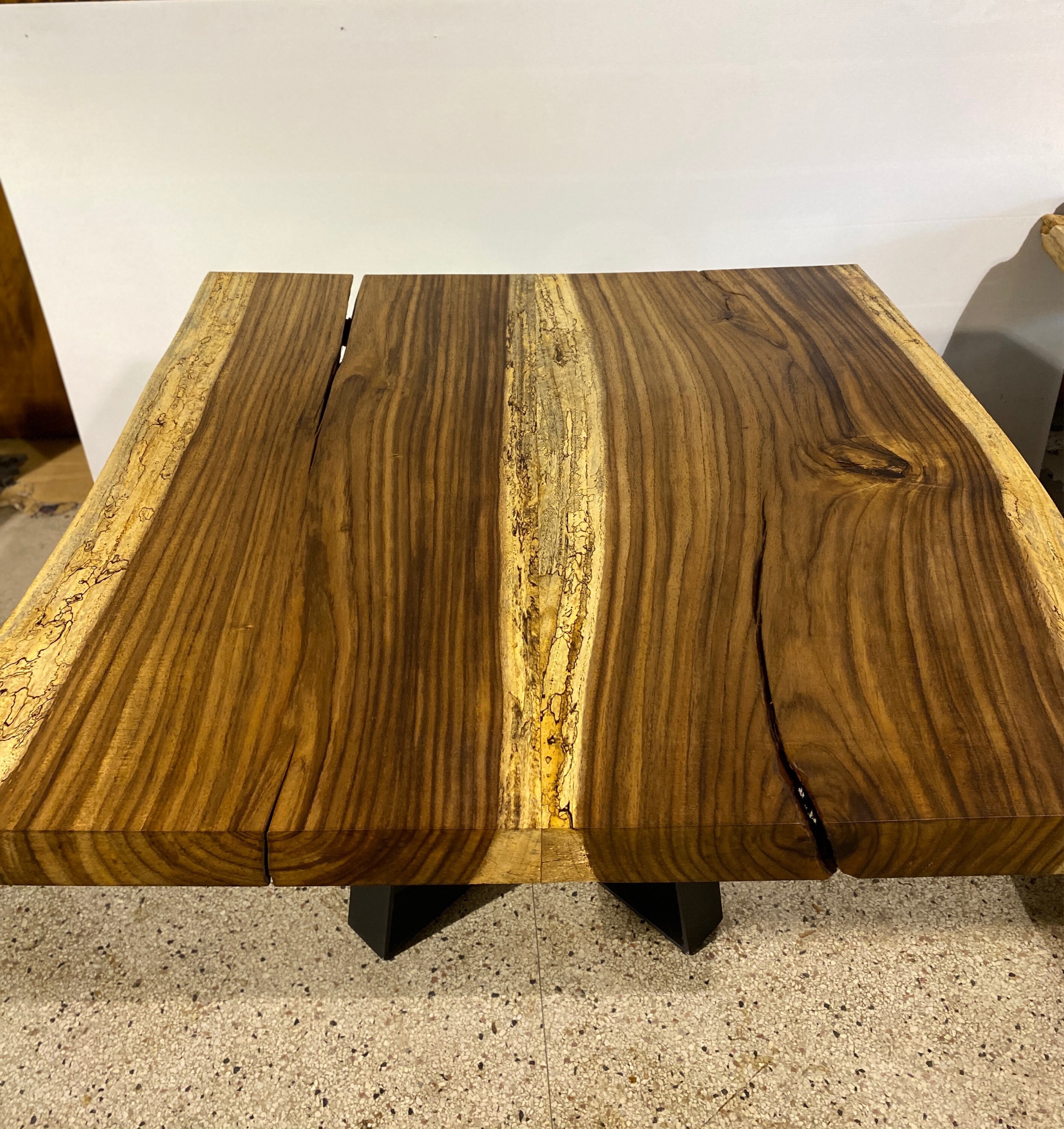 Modern Square Live Edge Dining Table, Wood and Metal Base #2 - Etsy