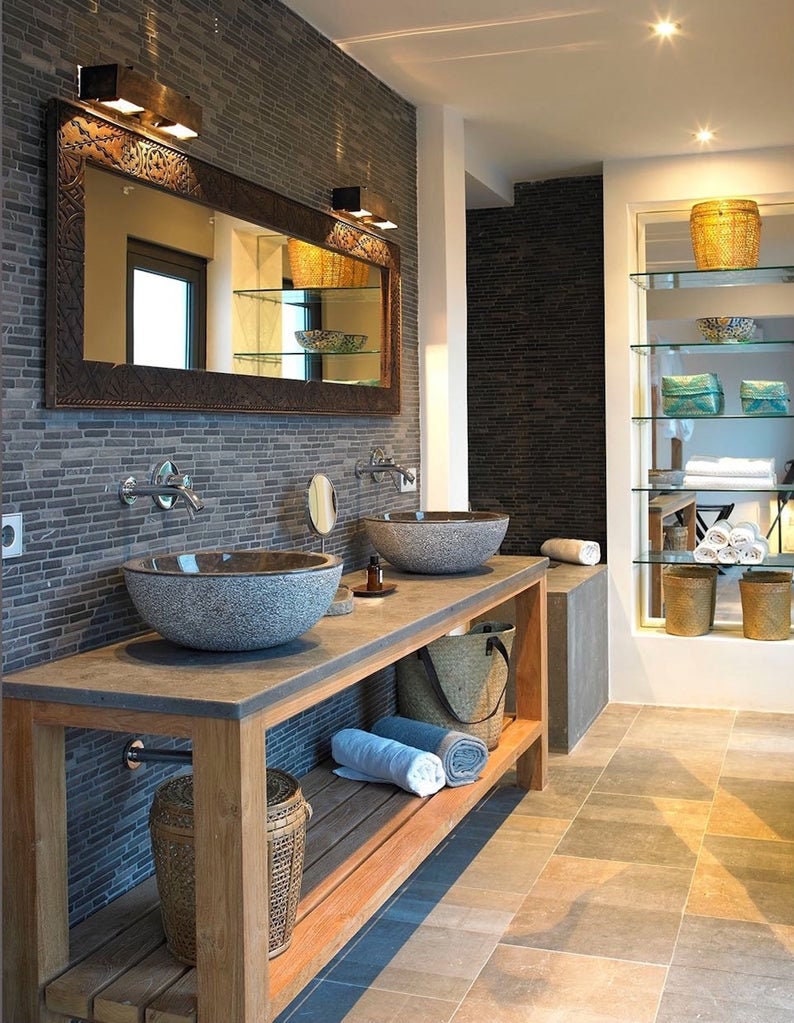Teak Double Bathroom Vanity WITHOUT TOP Etsy