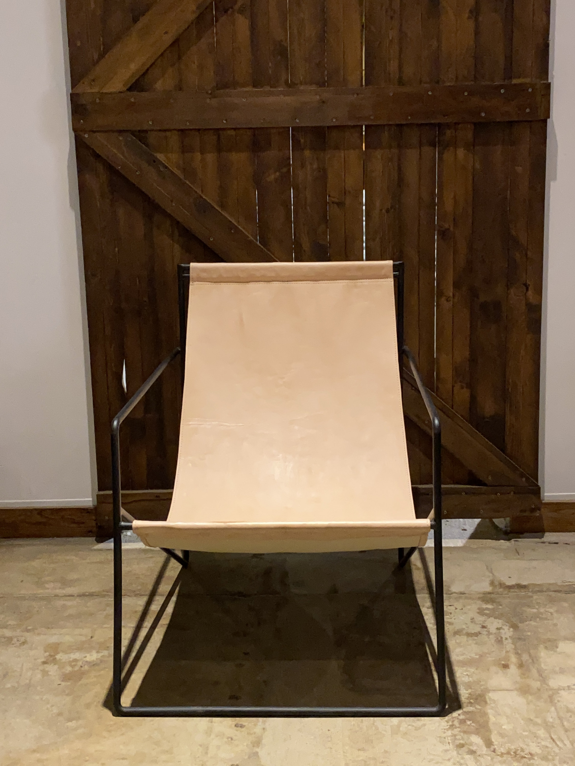 Natural Color Leather Living Room Chair Leather and Metal Frame Chair ...