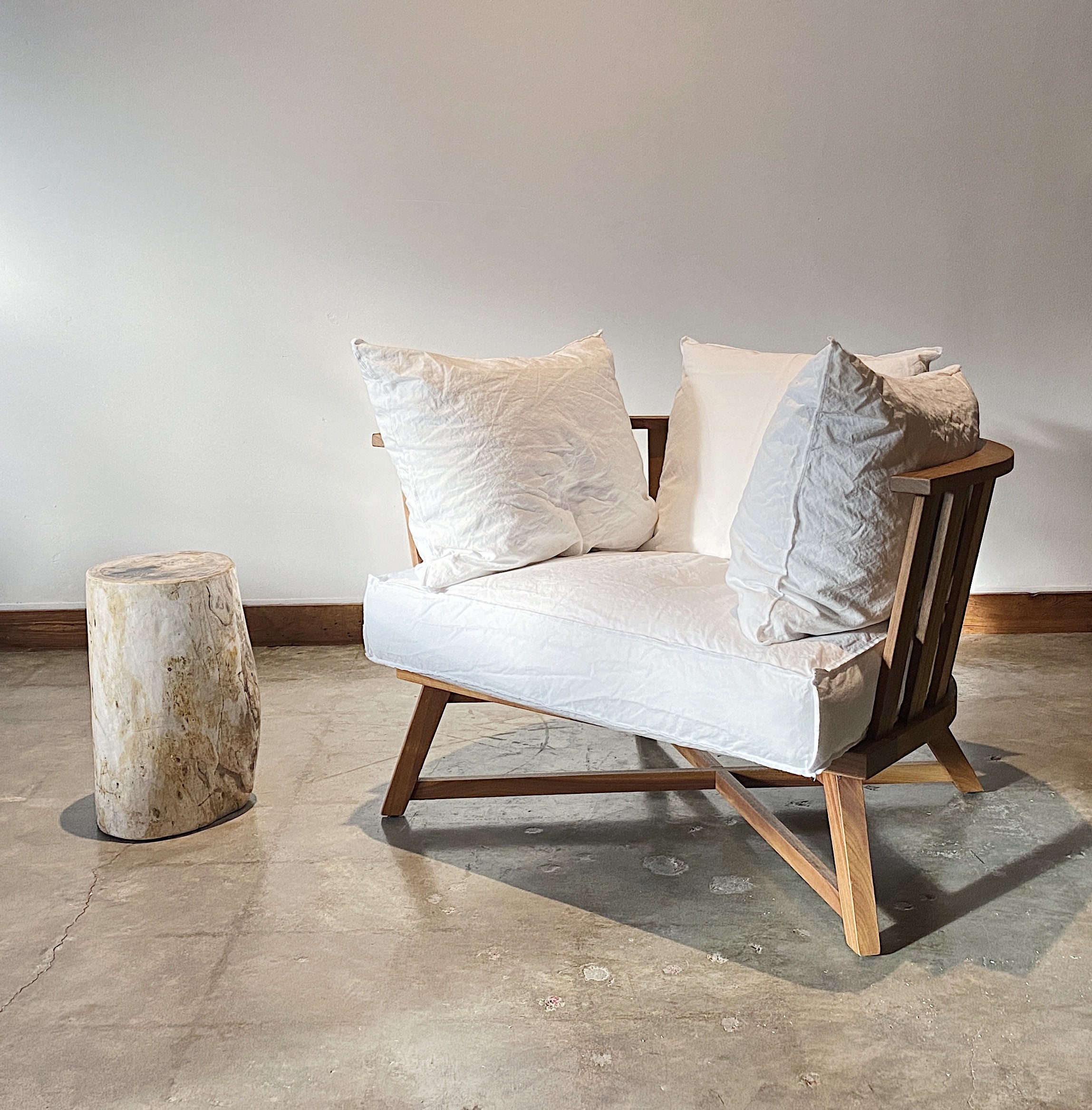 Light Beige and Black Petrified Solid Wood Stool Block - Etsy