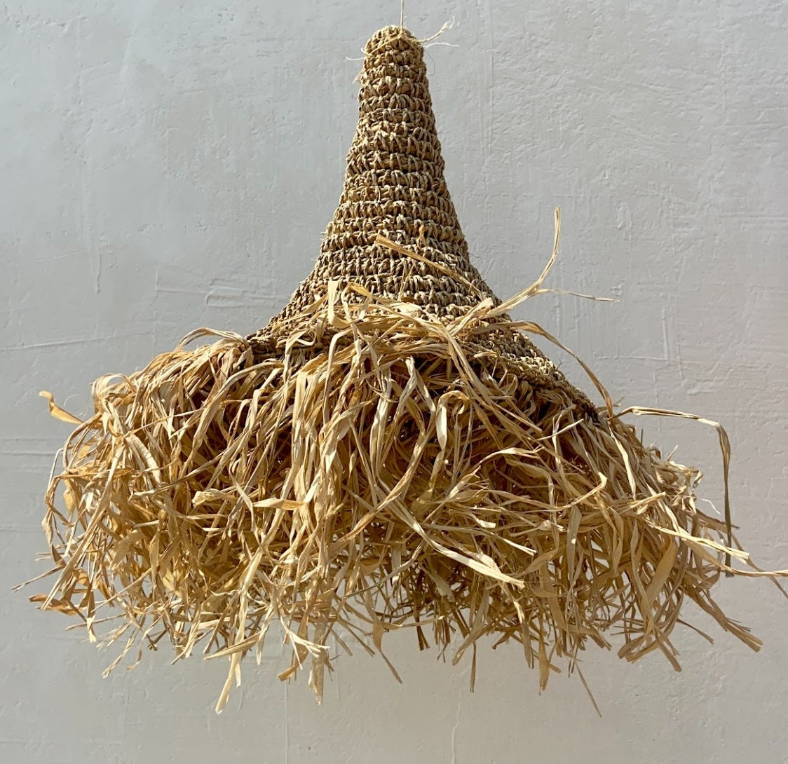 Seagrass Fringe Pendant Light | Small Natural Ceiling Lamp - Etsy