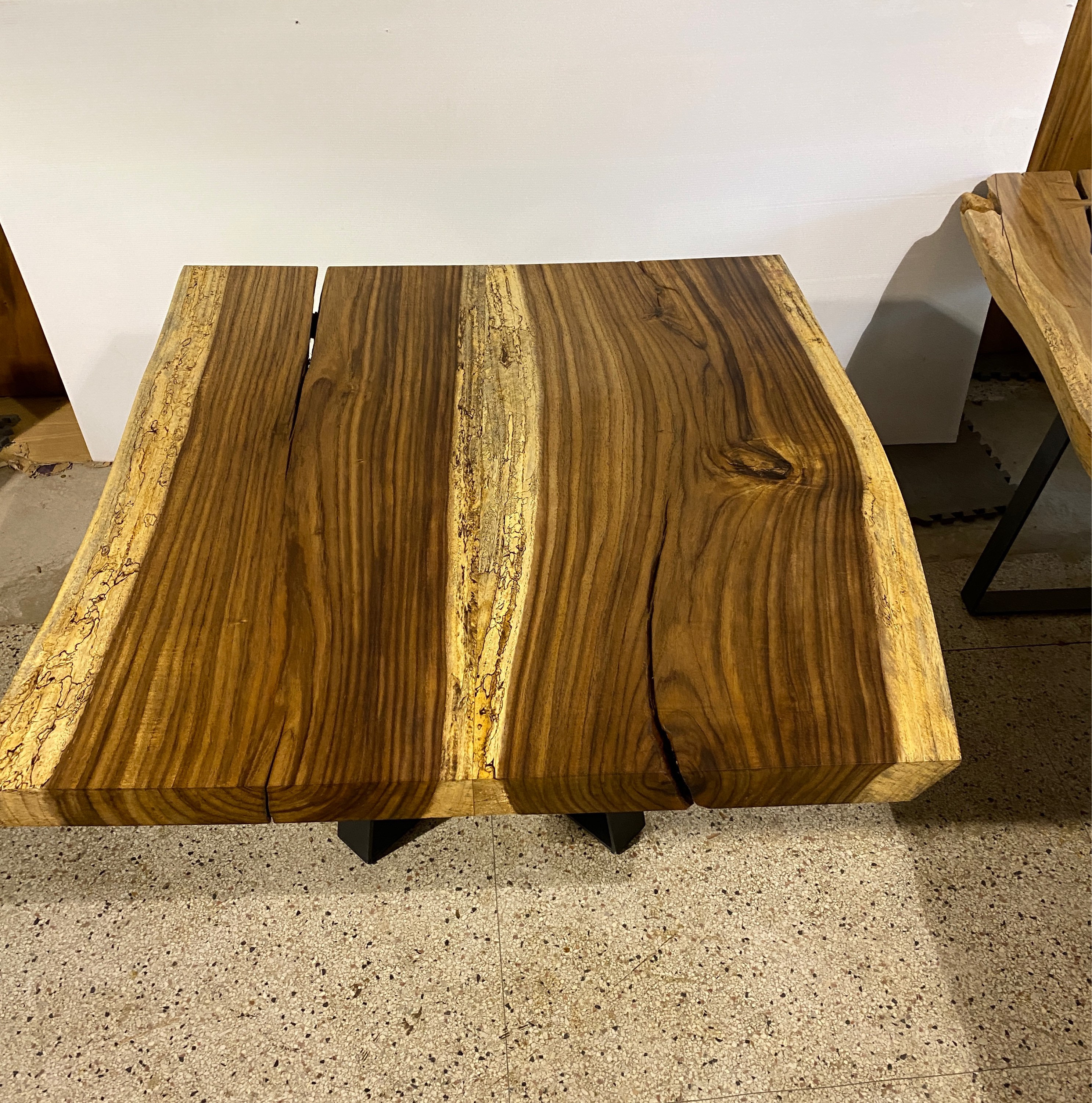 Modern Square Live Edge Dining Table, Wood and Metal Base #2 - Etsy