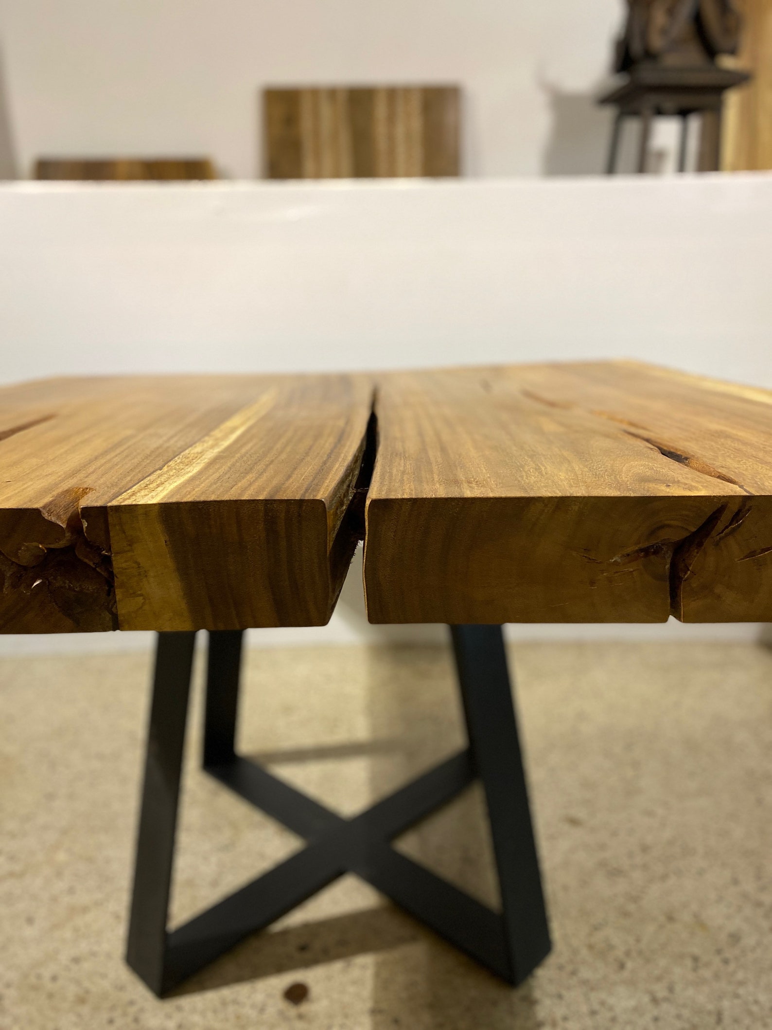 Modern Square Live Edge Dining Table, Wood and Metal Base - Etsy