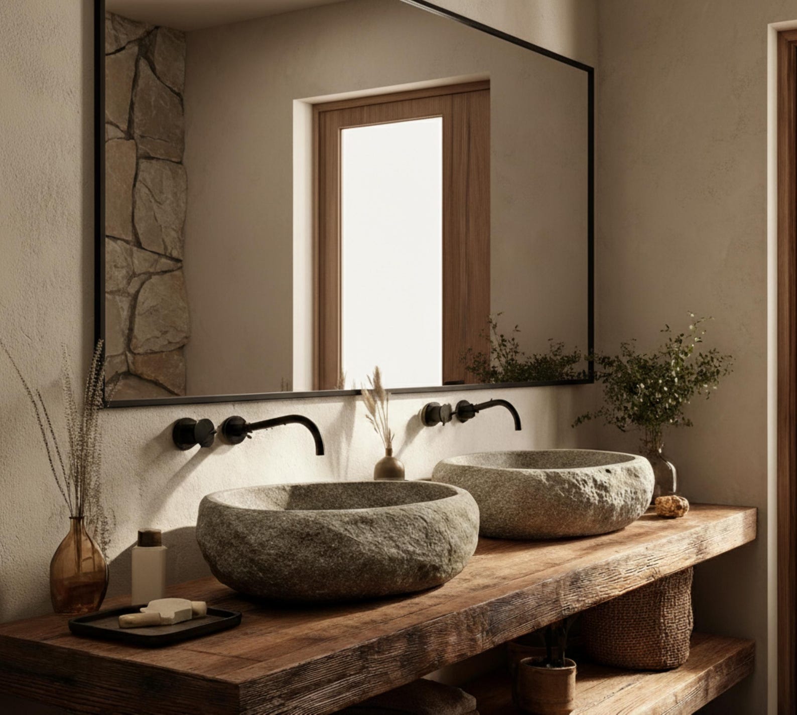 Hand-carved Riverstone Vessel Sink | One-of-a-kind Natural Masterpiece ...