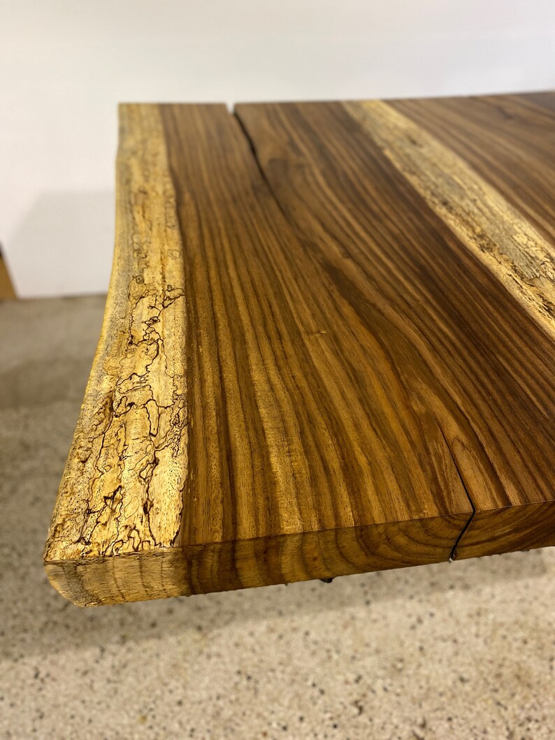 Modern Square Live Edge Dining Table, Wood and Metal Base #2 - Etsy