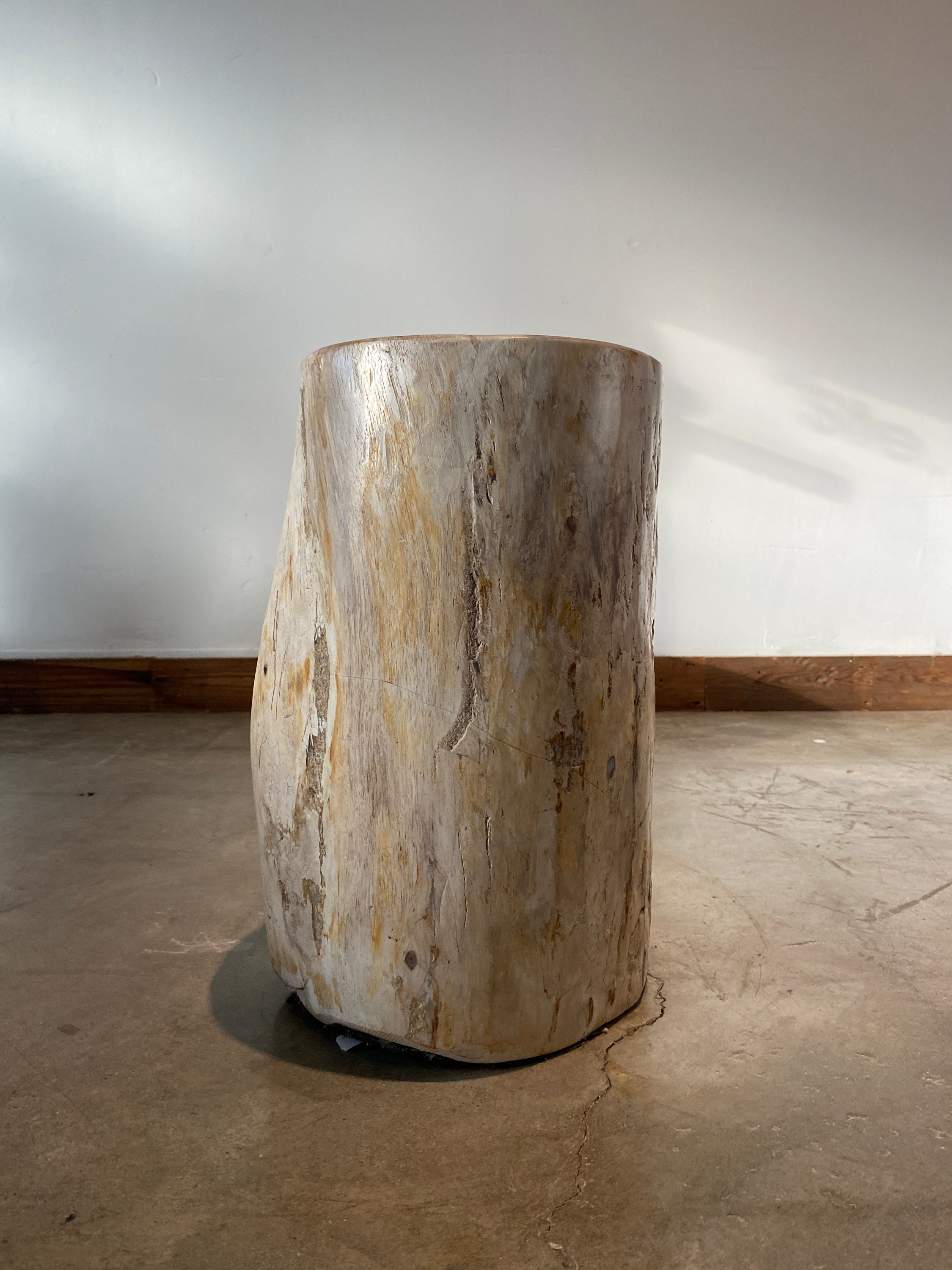 Light Beige and Black Petrified Solid Wood Stool Block - Etsy