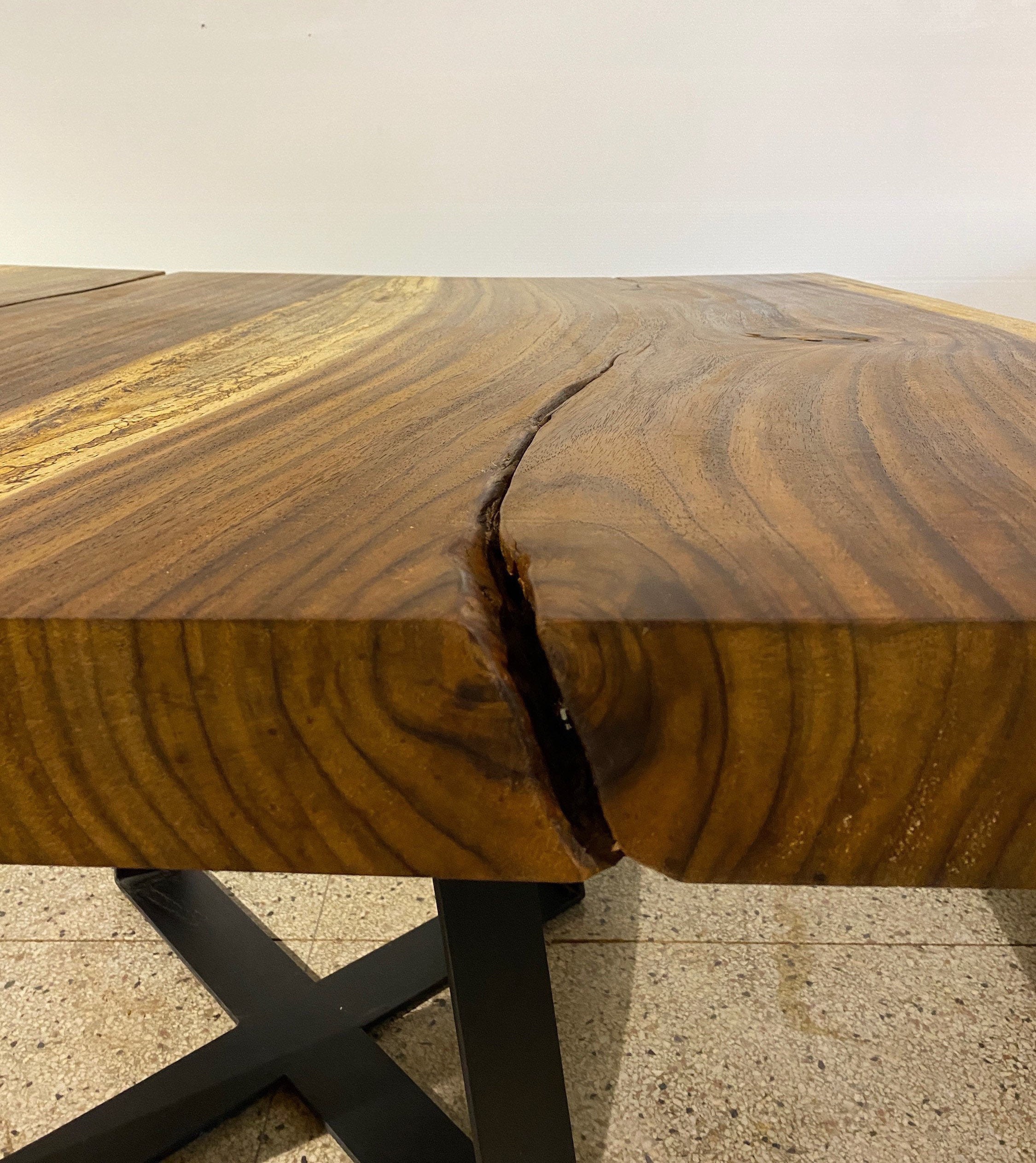Modern Square Live Edge Dining Table, Wood and Metal Base #2 - Etsy