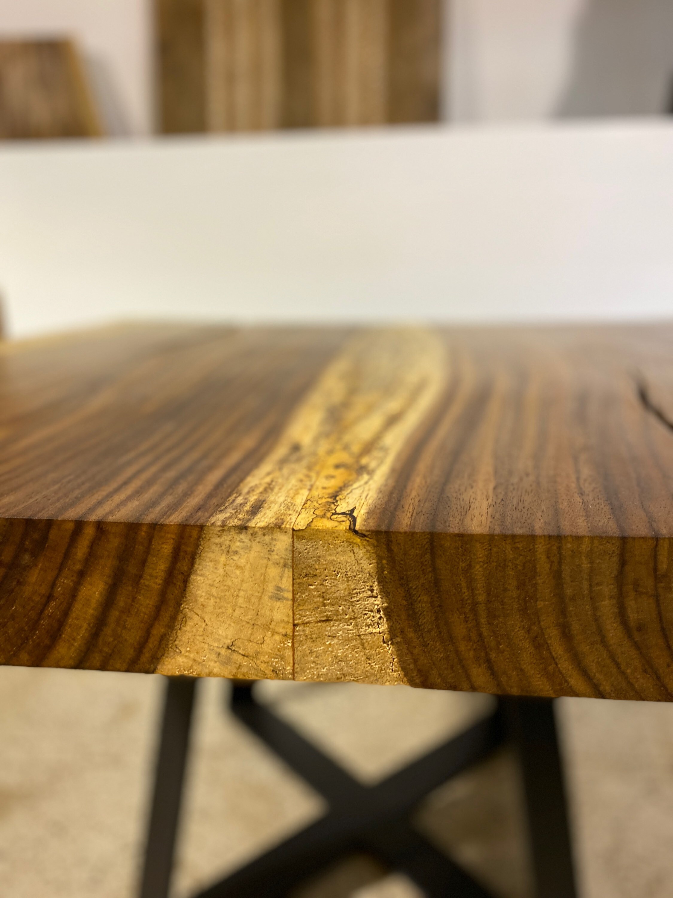 Modern Square Live Edge Dining Table, Wood and Metal Base #2 - Etsy