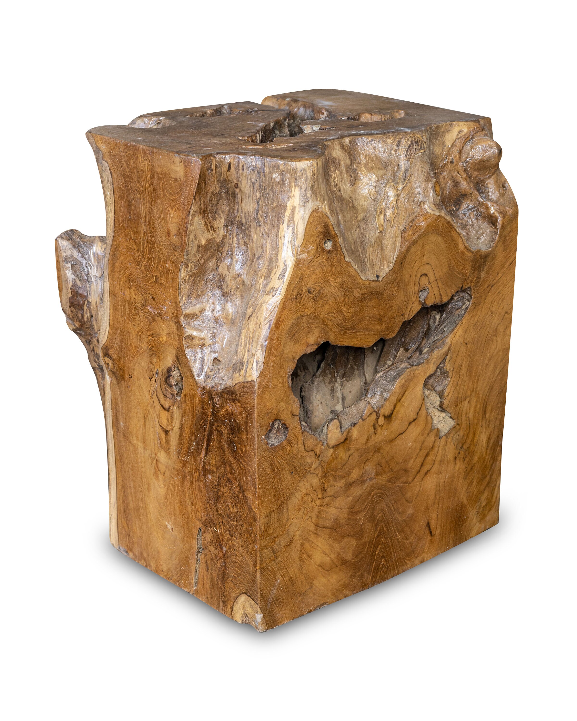 Square Solid Teak Wood Side Table Natural Tree Stump Stool or - Etsy