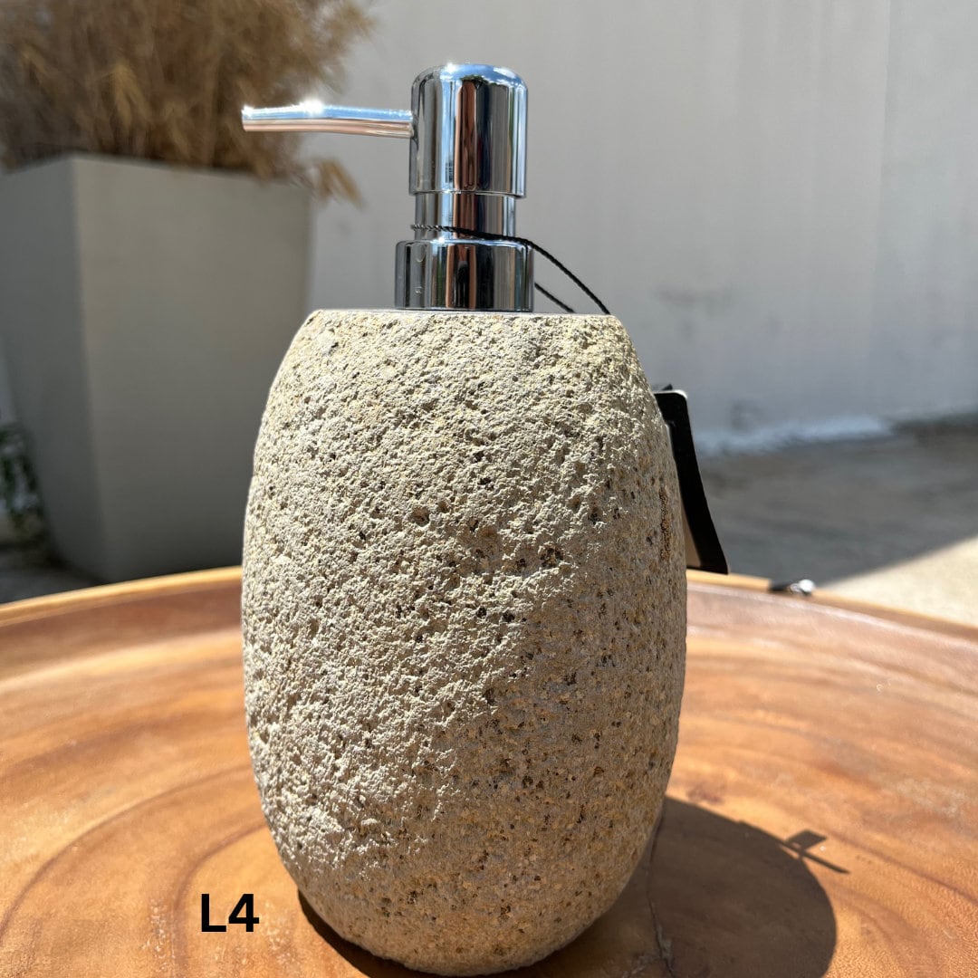 Stone Soap Dispenser With Pump, Natural River Stone Bathroom and ...