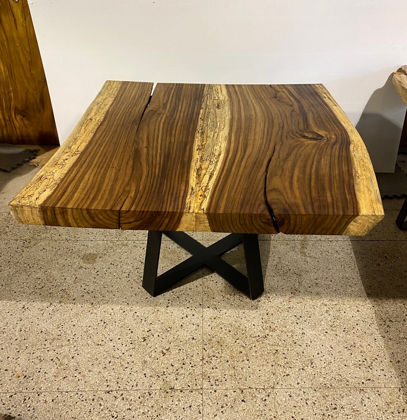 Modern Square Live Edge Dining Table, Wood and Metal Base #2 - Etsy
