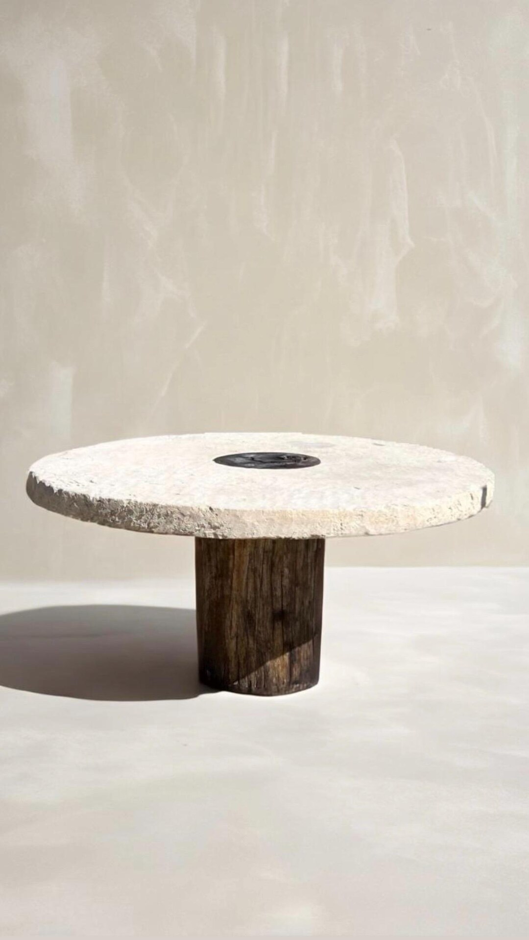 Round Limestone Table With Tree Trunk Base - Etsy