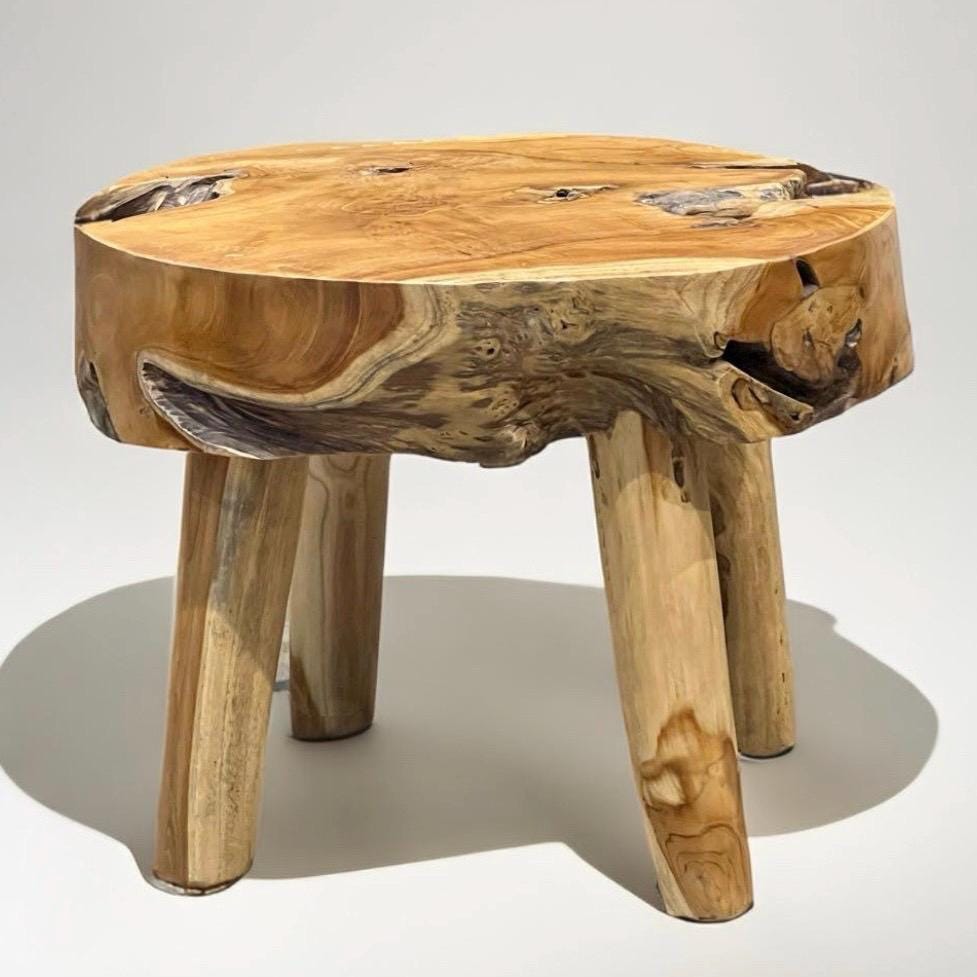 Handcrafted Teak Wood Coffee Table - Natural Live Edge Design, Rustic ...