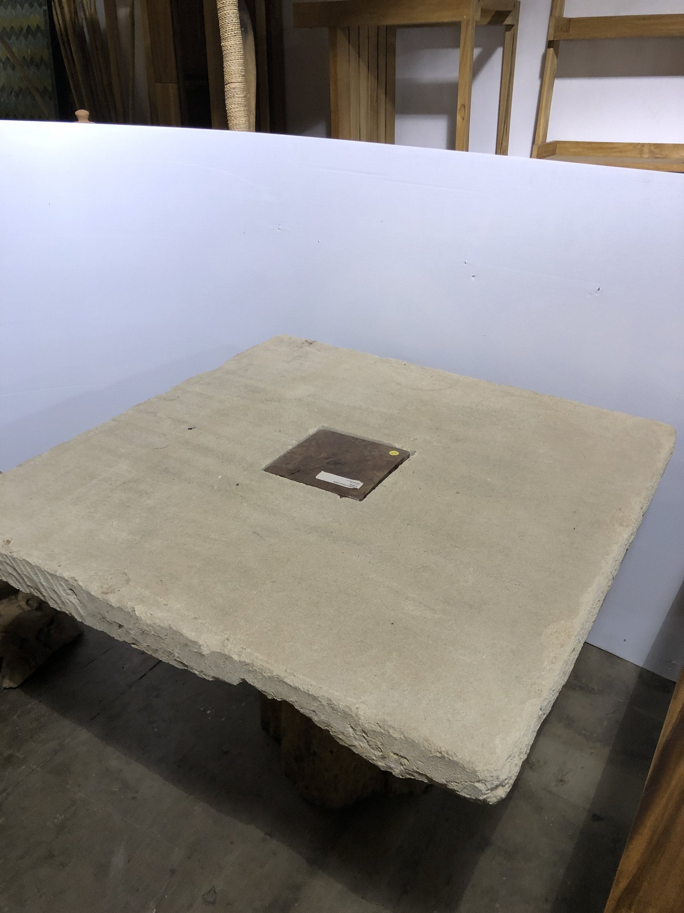 Square Limestone Table With Tree Trunk Base - Etsy