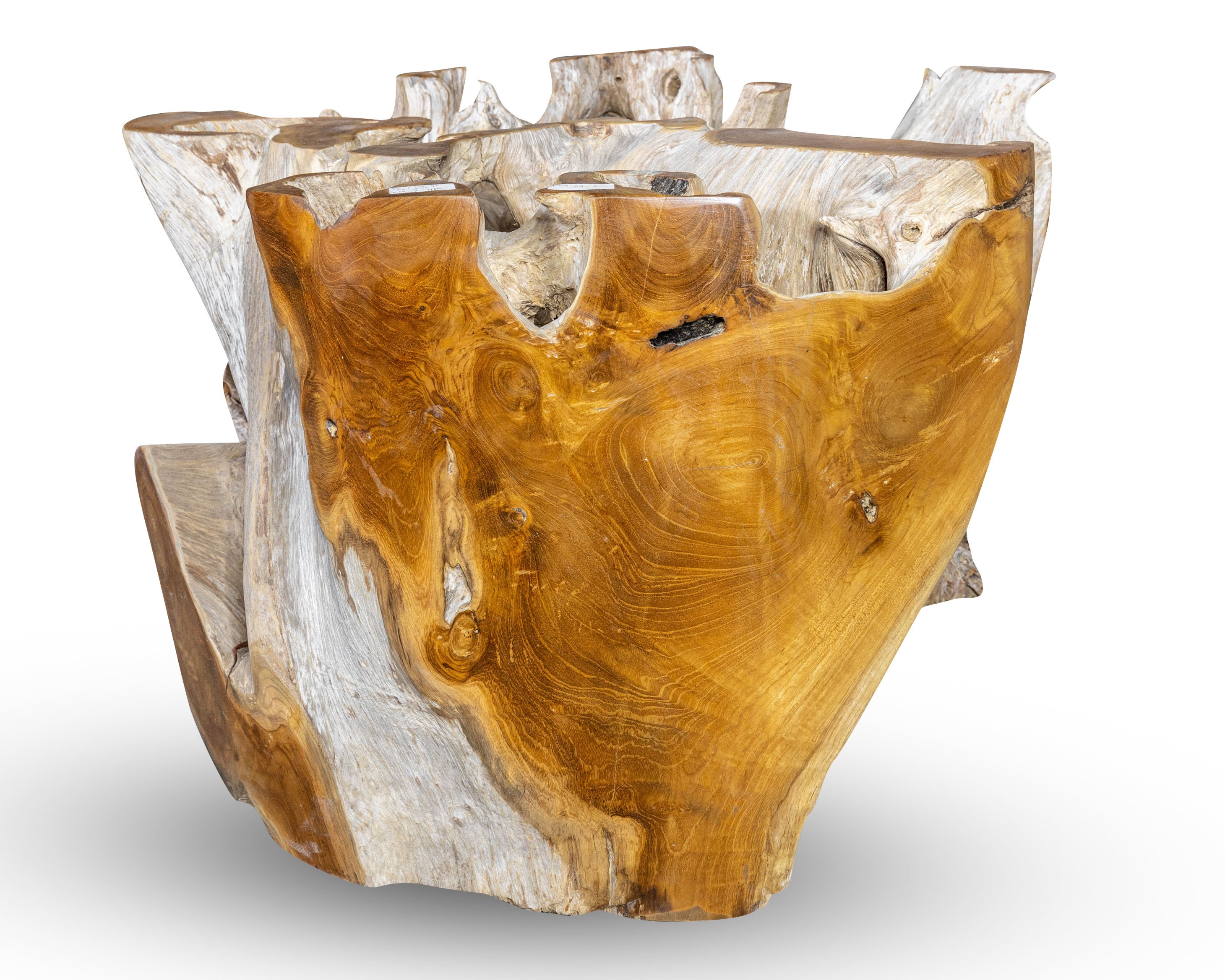 Teak Wood Root Coffee Table With Glass Top, Modern Coffee Table ...