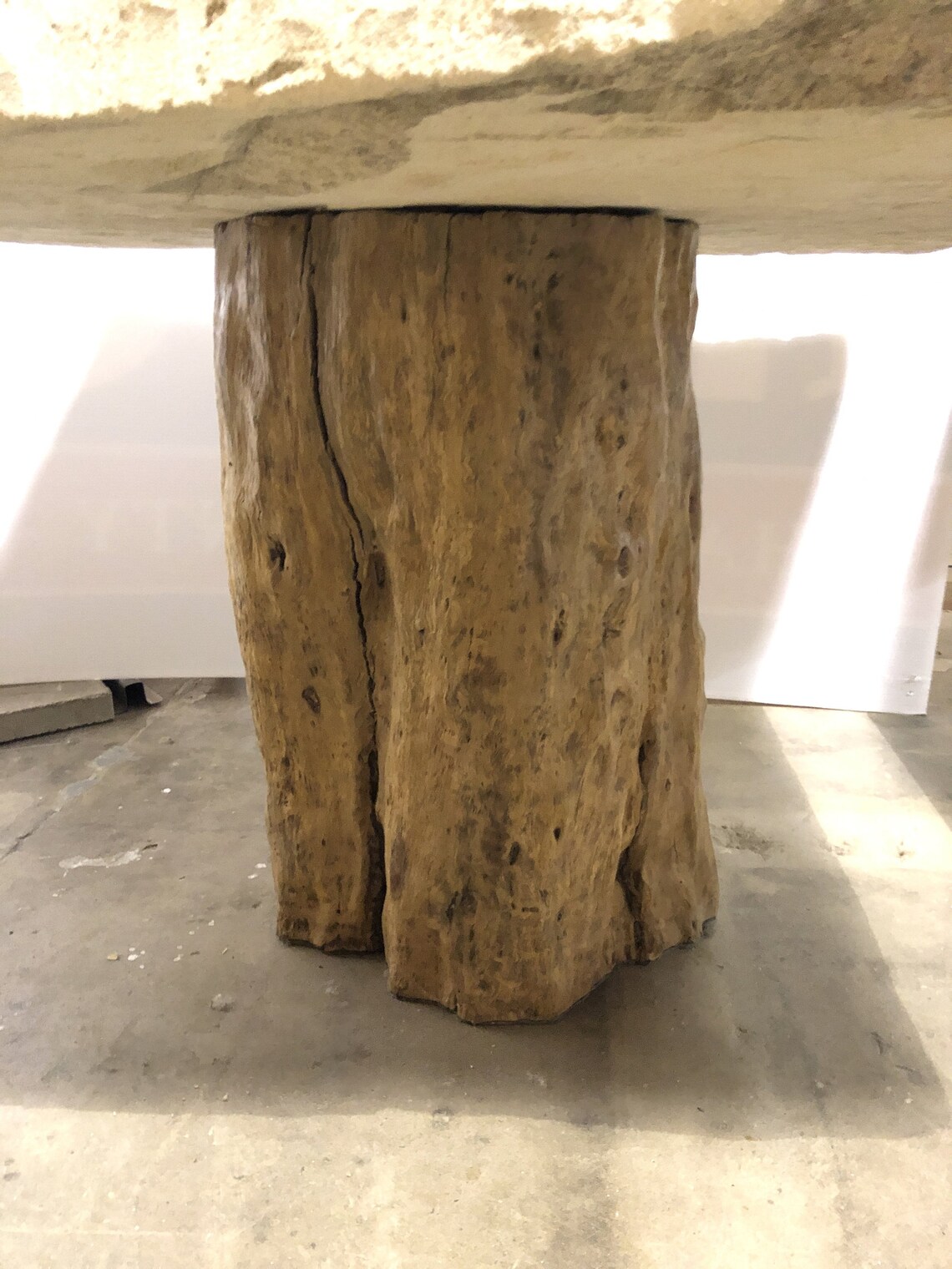 Square Limestone Table With Tree Trunk Base - Etsy